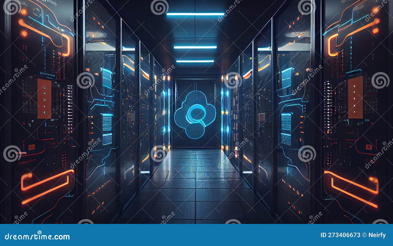 Mainframe computer server stock illustration. Illustration of blue ...