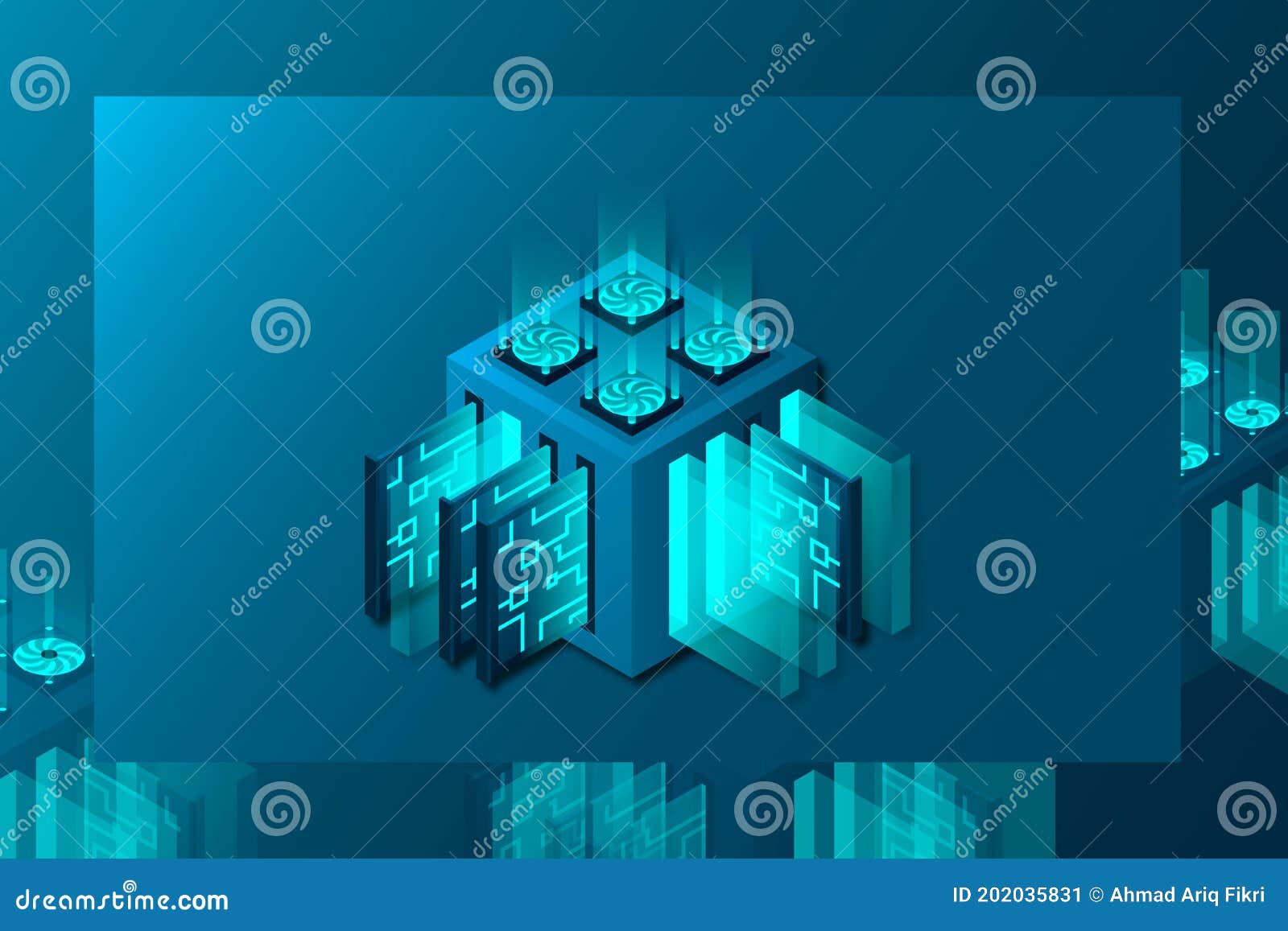 Mainframe, Powered Server, Data Center, Cloud Data Storage Isometric ...