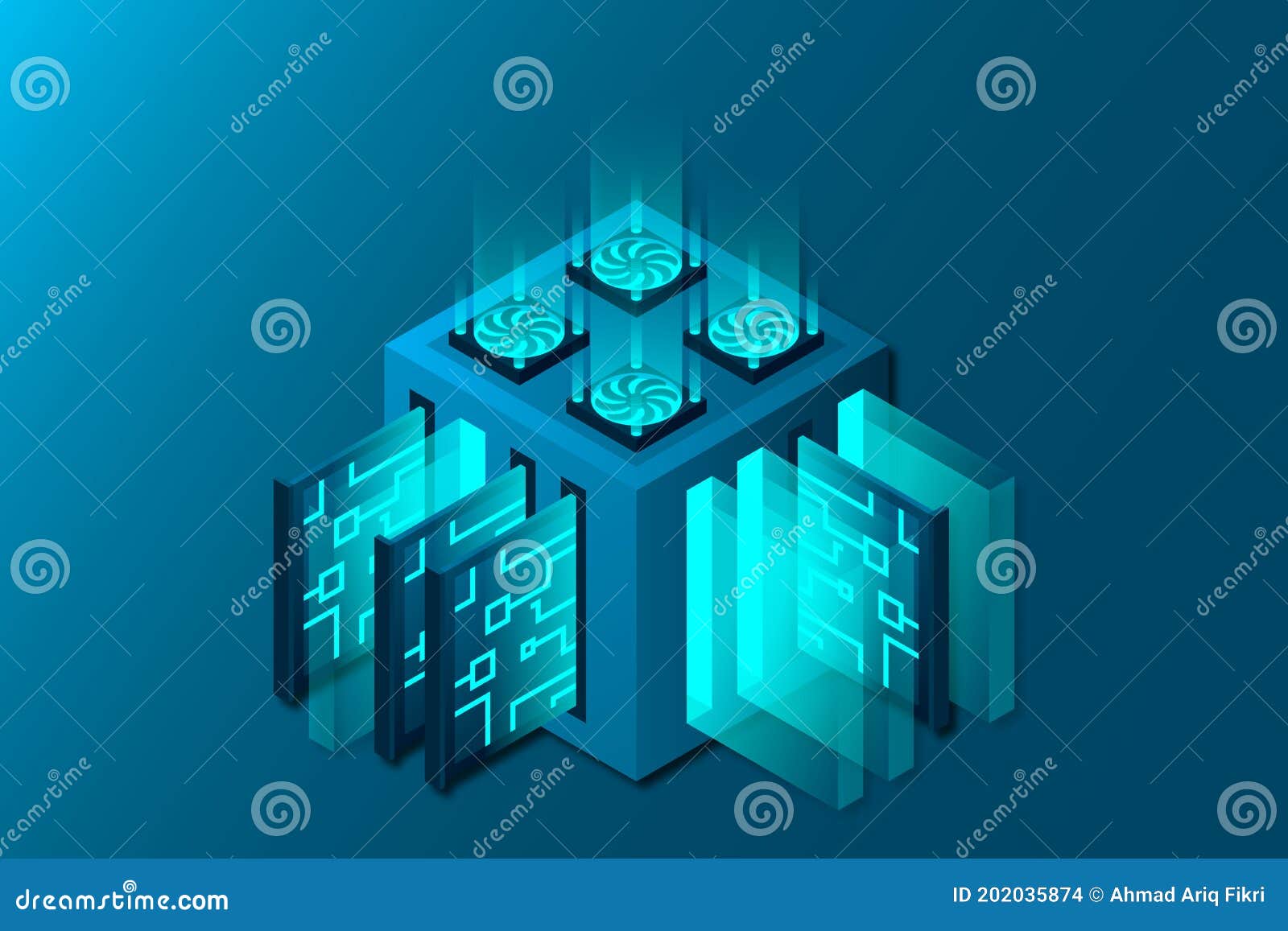 Mainframe, Powered Server, Data Center, Cloud Data Storage Isometric ...