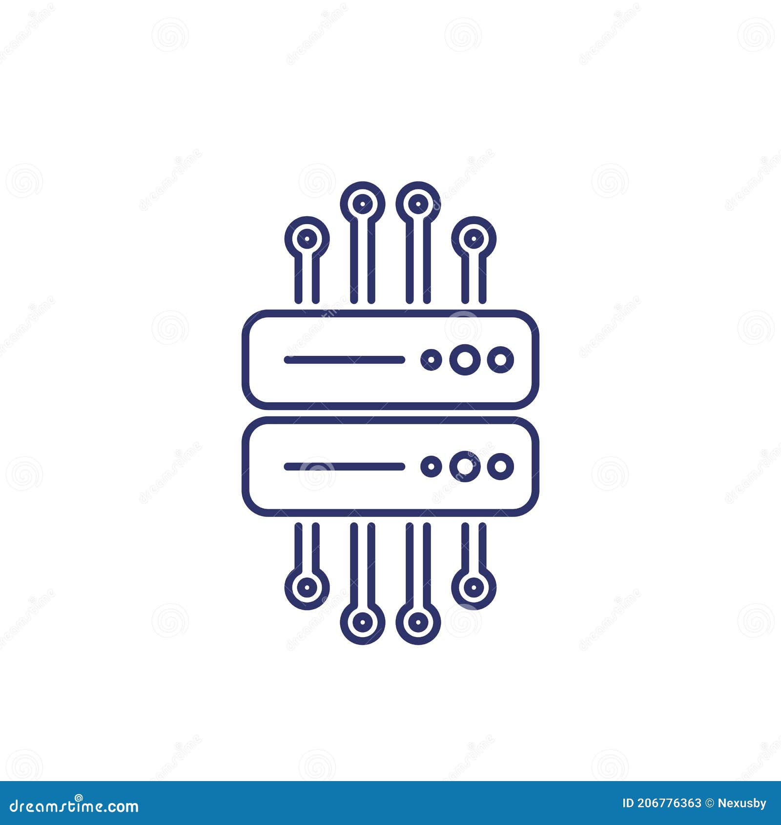 Mainframe, Remote Server Line Icon Stock Illustration - Illustration of ...