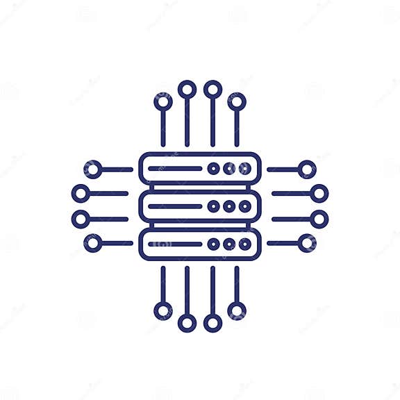 Mainframe, Server or Hosting Service Line Icon Stock Vector ...