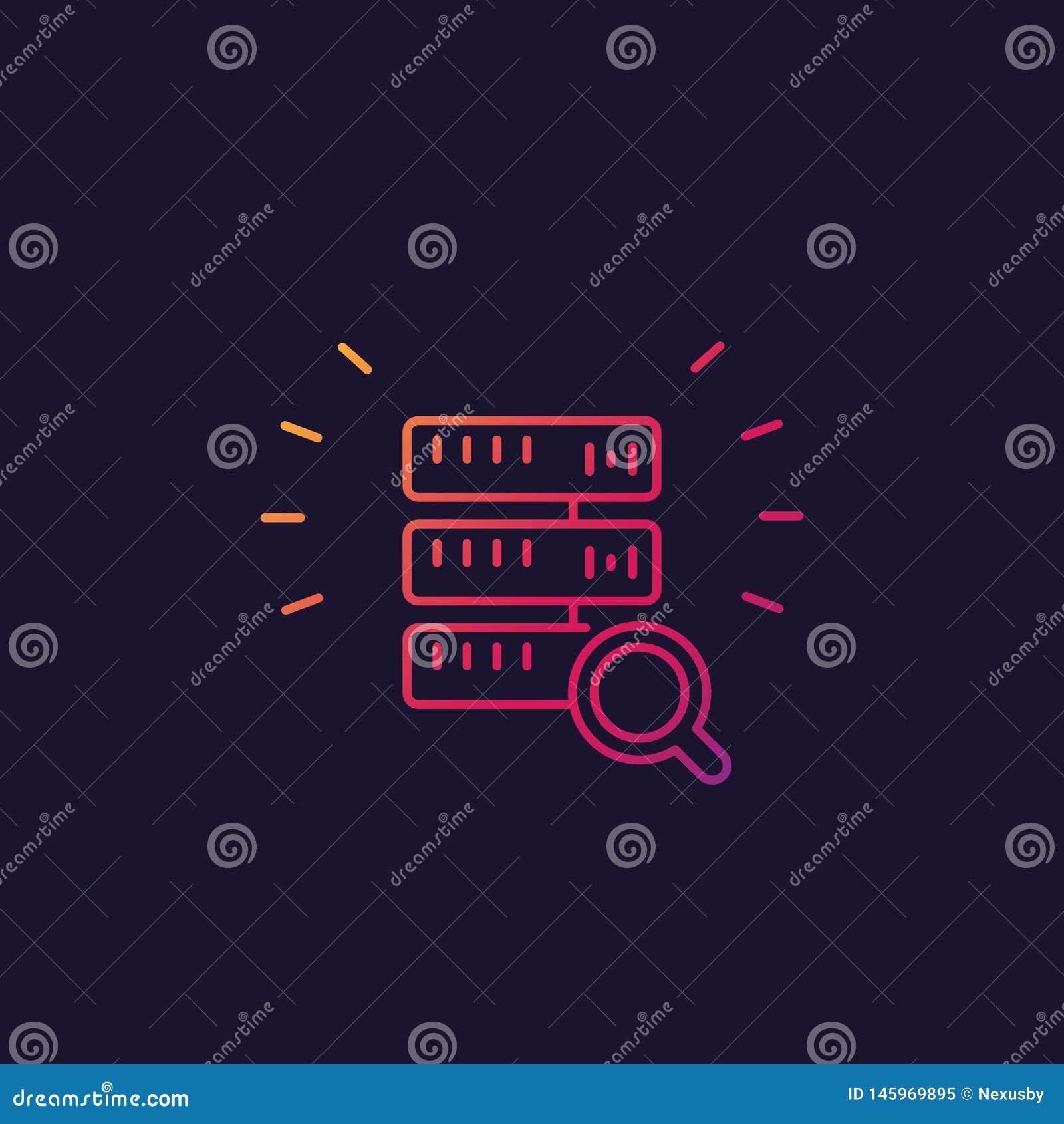 Mainframe, Server Search Vector Line Icon Stock Vector - Illustration ...