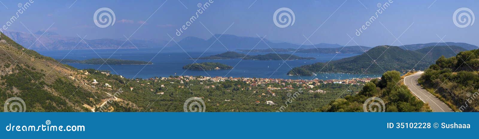 Mainland and Islands Panorama Stock Photo - Image of outdoor, green ...