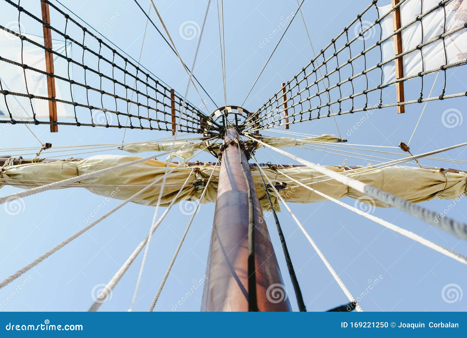 Mainmast and Rope Ladders To Hold the Sails of a Sailboat Stock Photo ...