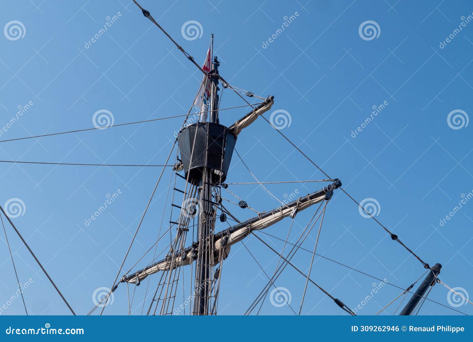 Mainmast and Rope Ladders To Hold the Sails of Sailboat Stock Photo ...