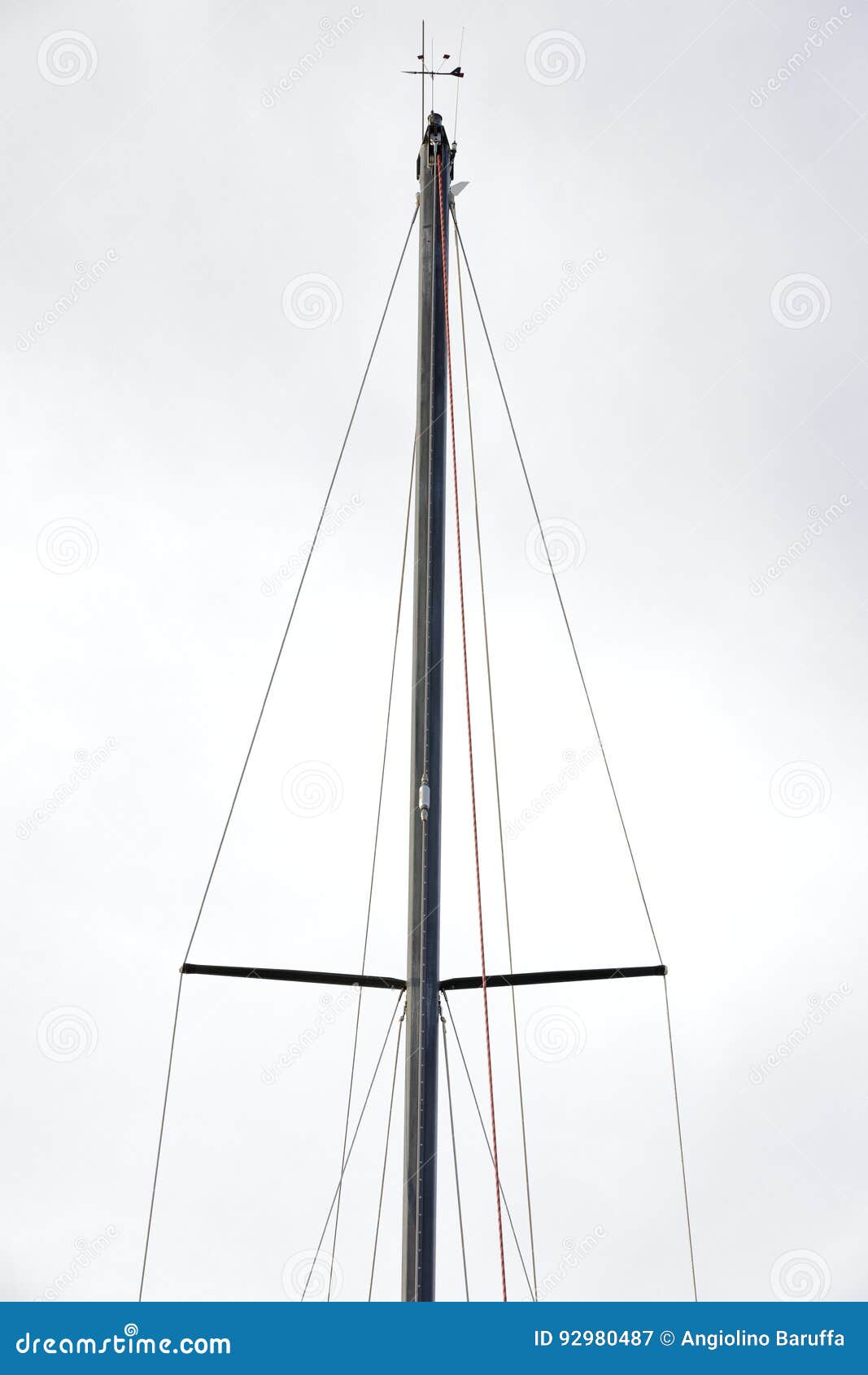 Mainmast Of Big Sailboat With Blue Sky In Background Royalty-Free Stock ...