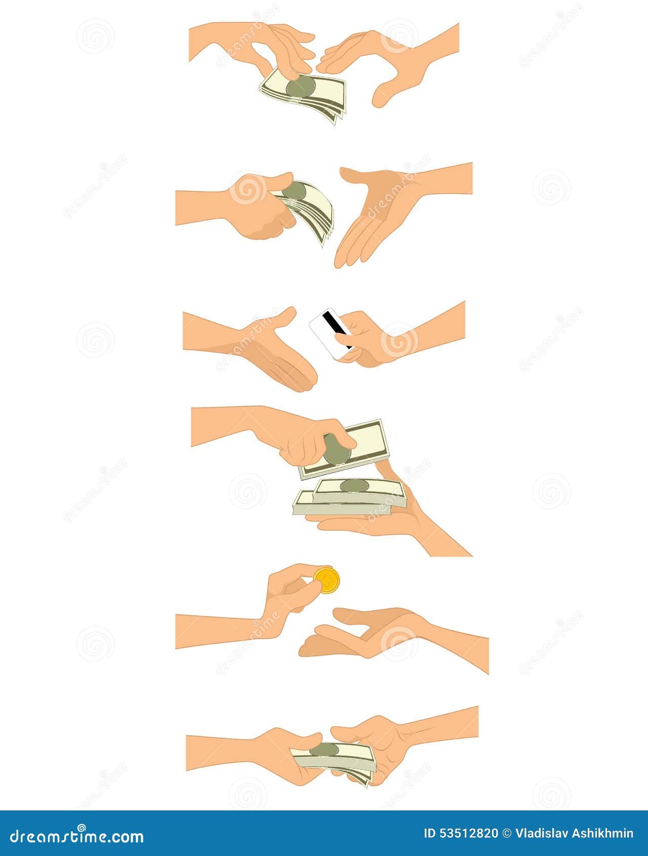 Mains avec de l'argent illustration de vecteur. Illustration du ...