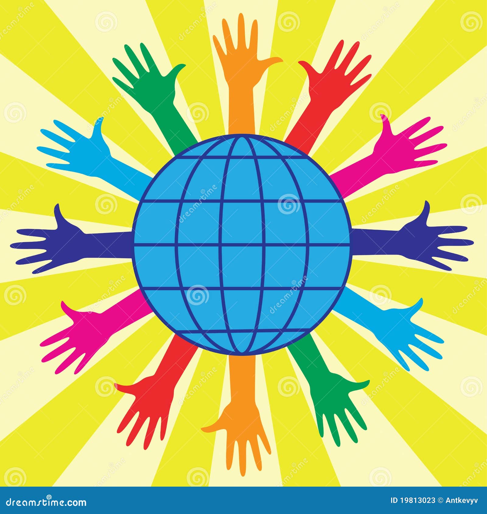 Mains et globe du monde illustration de vecteur. Illustration du mains ...