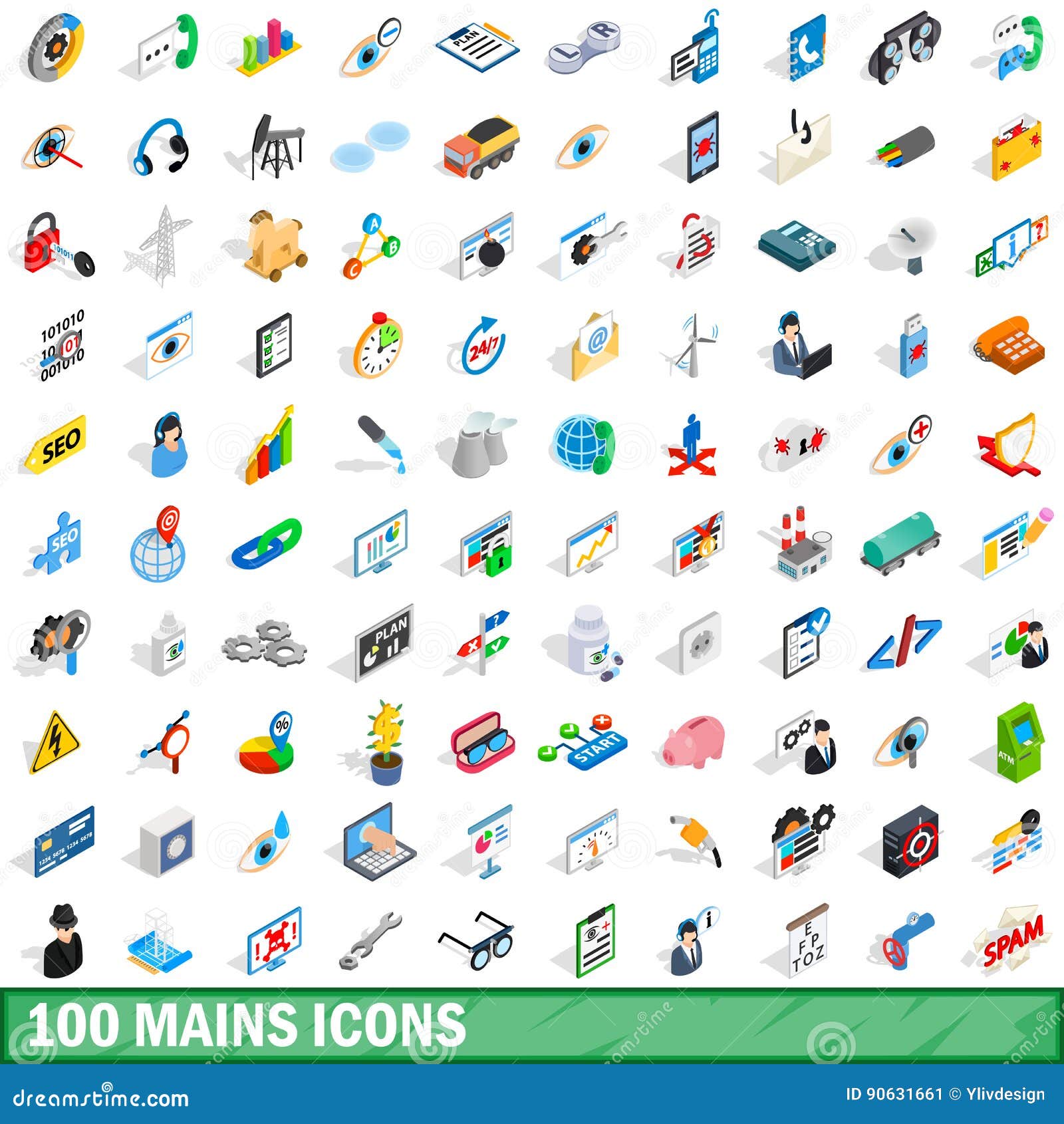 100 Mains Icons Set, Isometric 3d Style Stock Vector - Illustration of ...