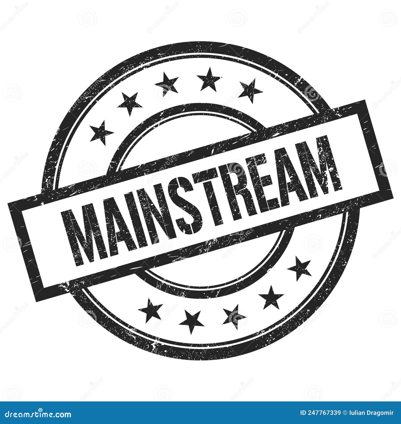 MAINSTREAM Text Written on Black Vintage Round Stamp Stock Illustration ...
