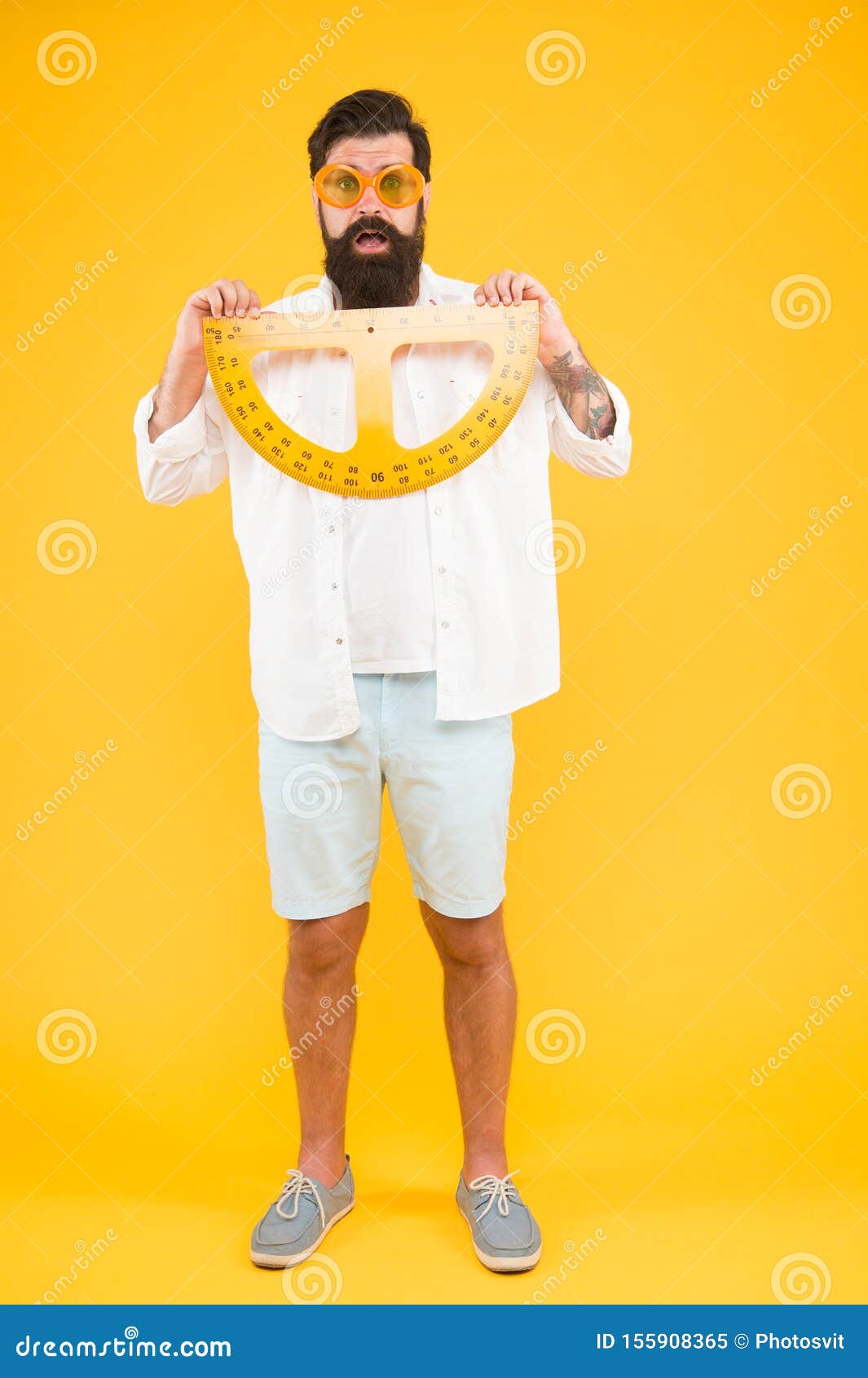 Maintain Beard Shape. Bearded Nerd with Protractor. Exploring ...