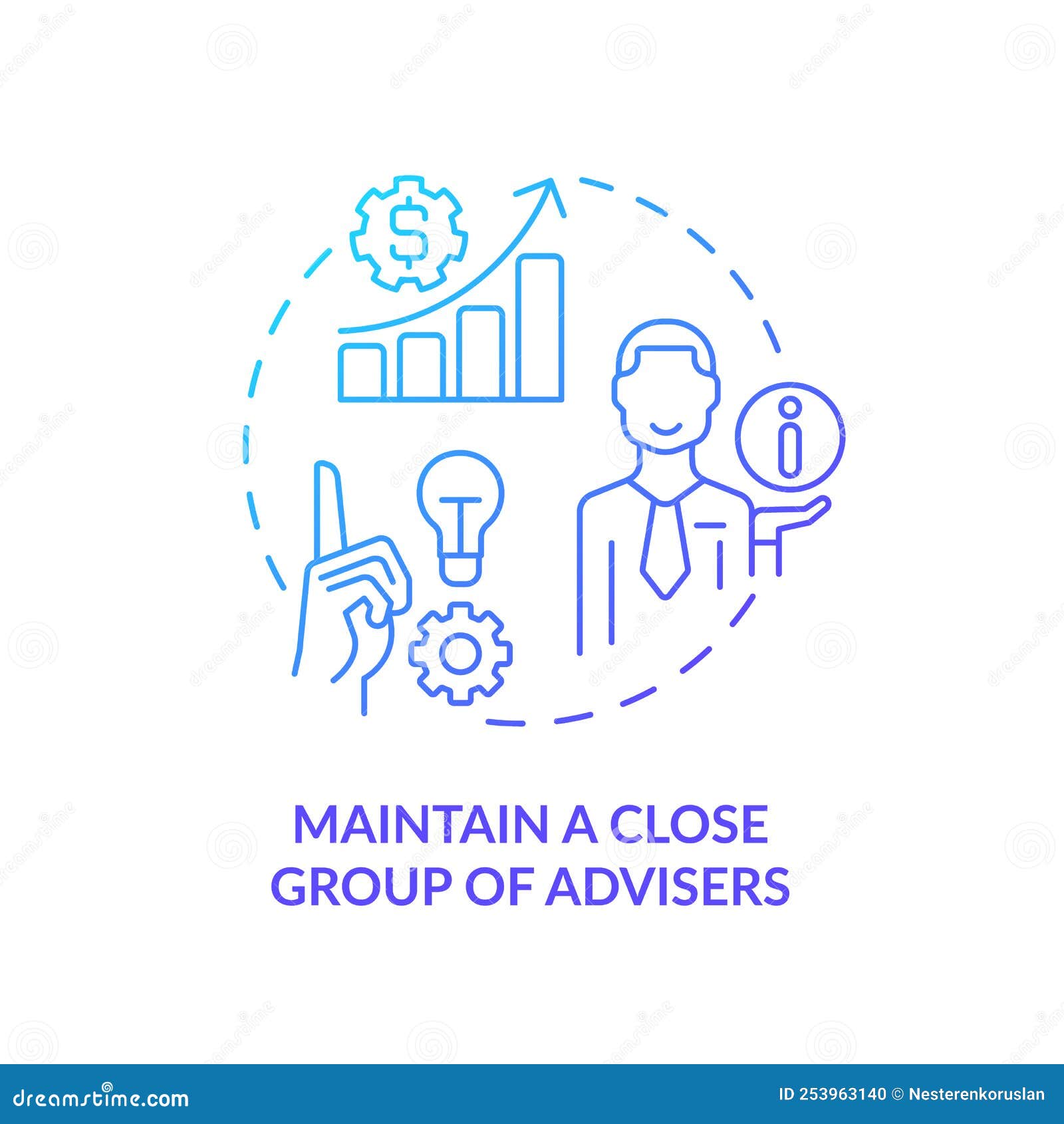 Maintain Close Group of Advisers Blue Gradient Concept Icon Stock ...