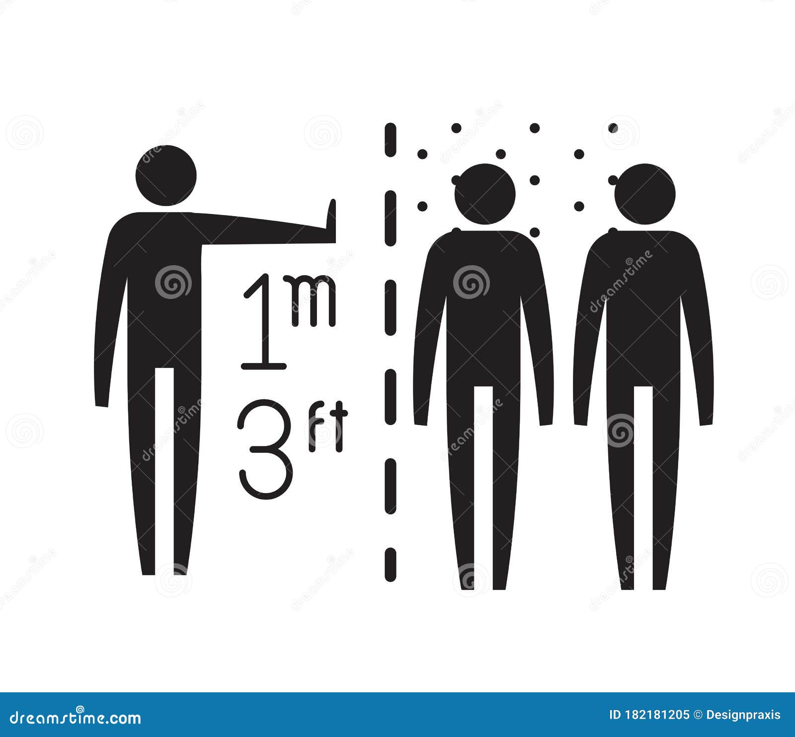 Maintain Safe Distance 1 Meter - Icon Stock Vector - Illustration of ...