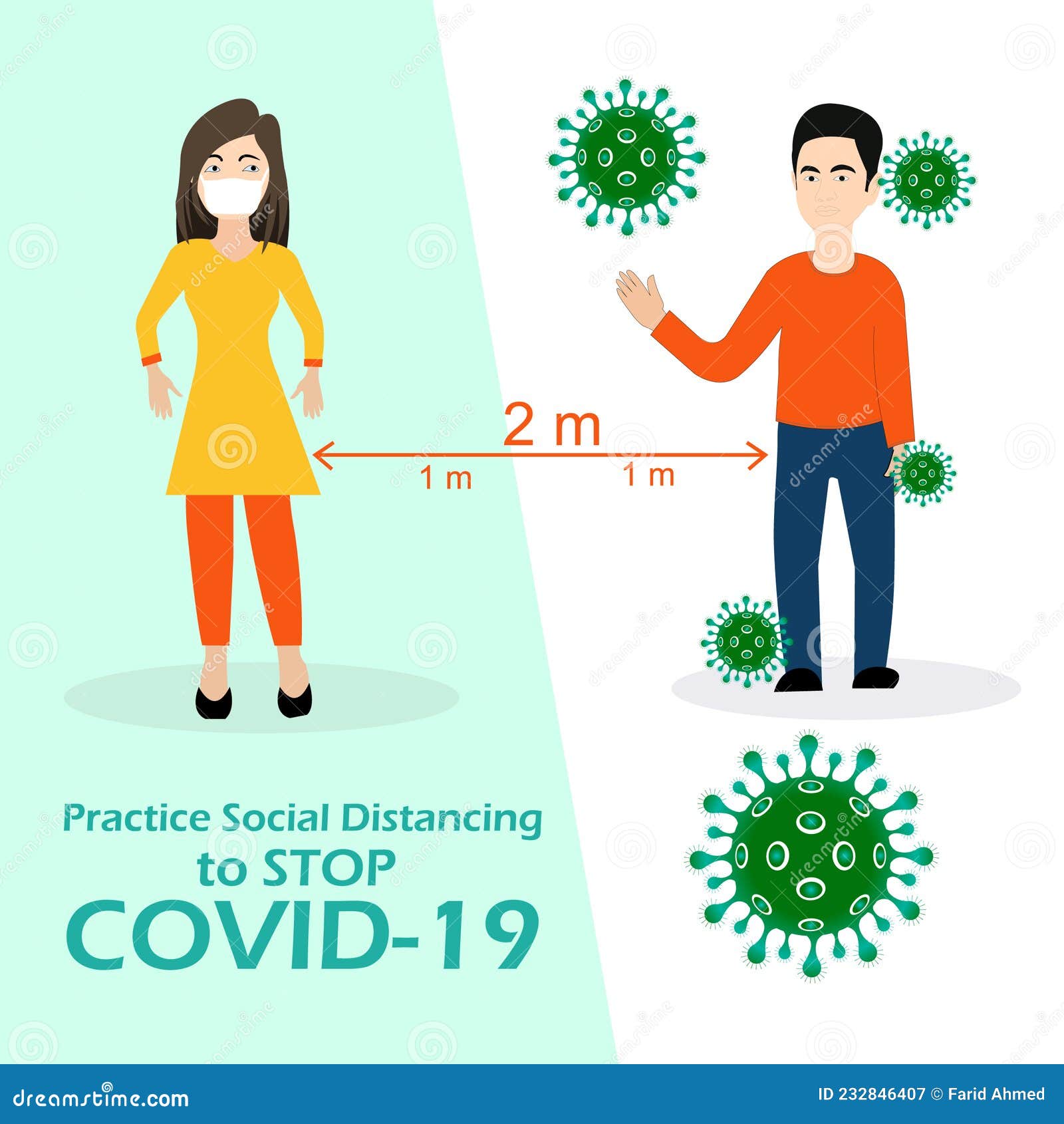Maintain Social Distance To Prevent COVID 19 Stock Illustration ...
