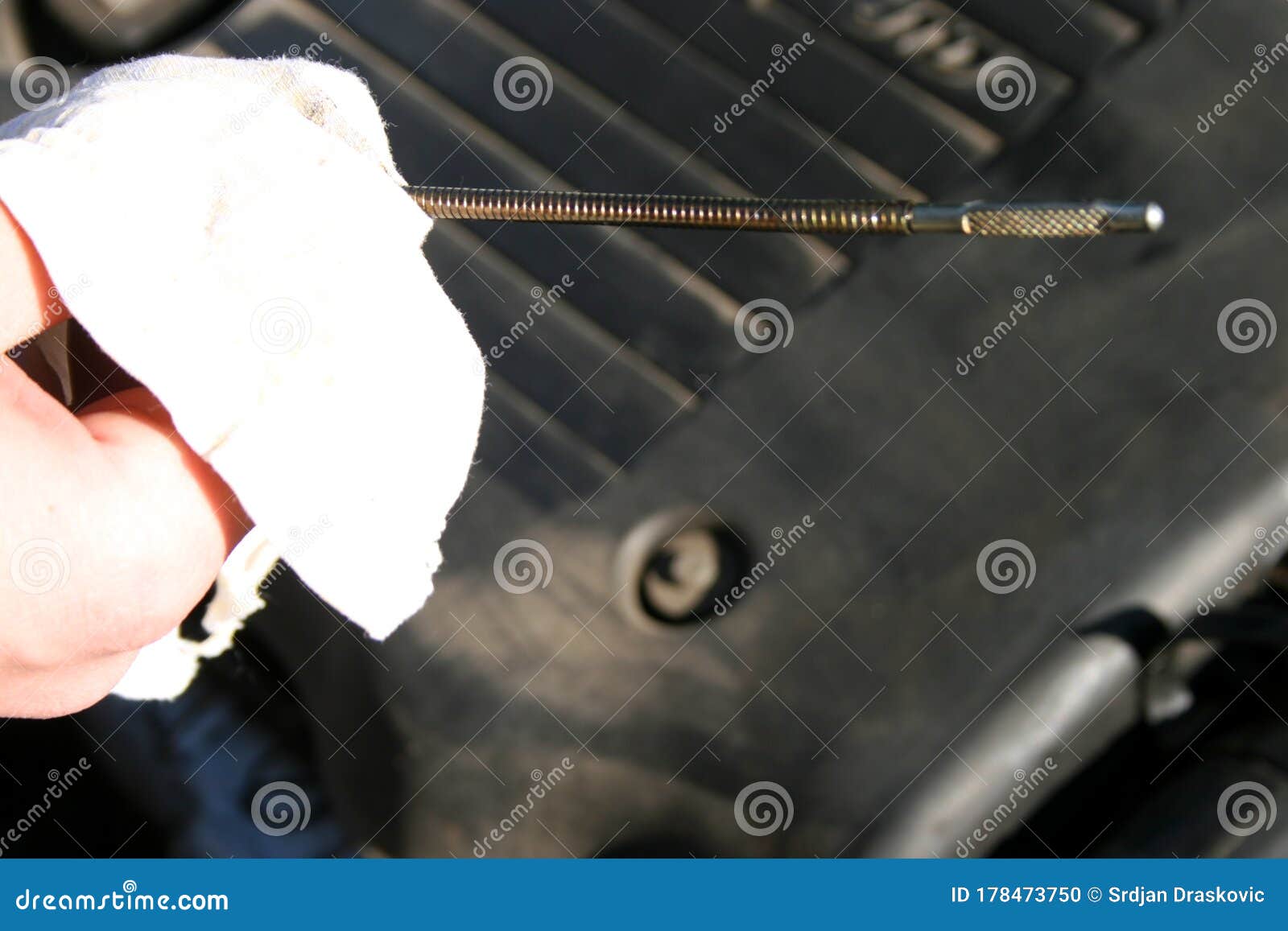 Maintaining Car Oil Check stock photo. Image of vehicle - 178473750