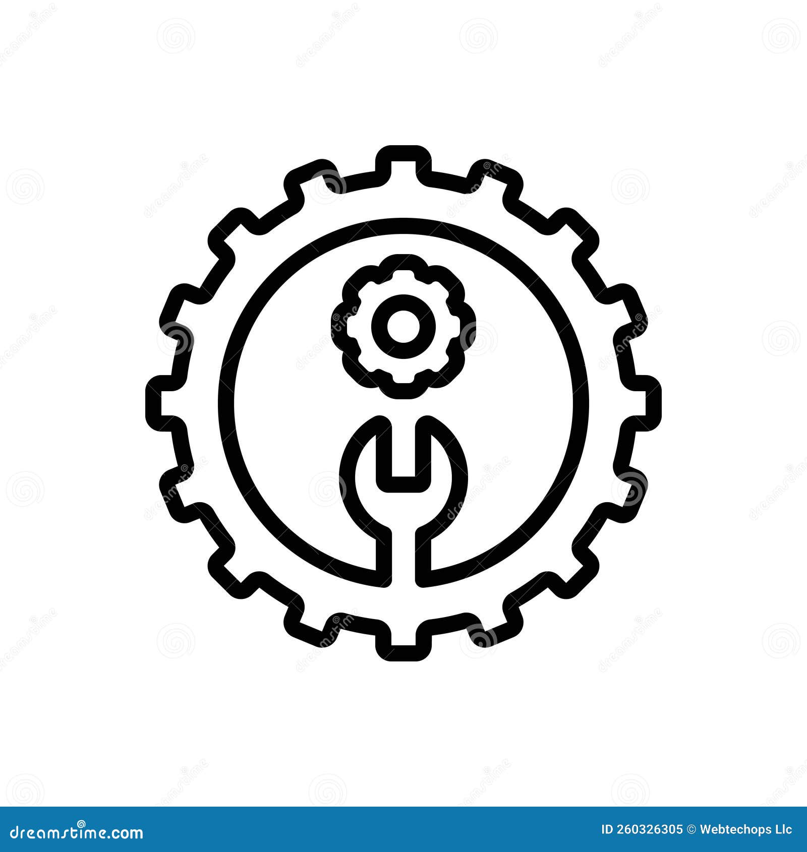 Black Line Icon for Maintaining, Cogwheel and Fix Stock Vector ...