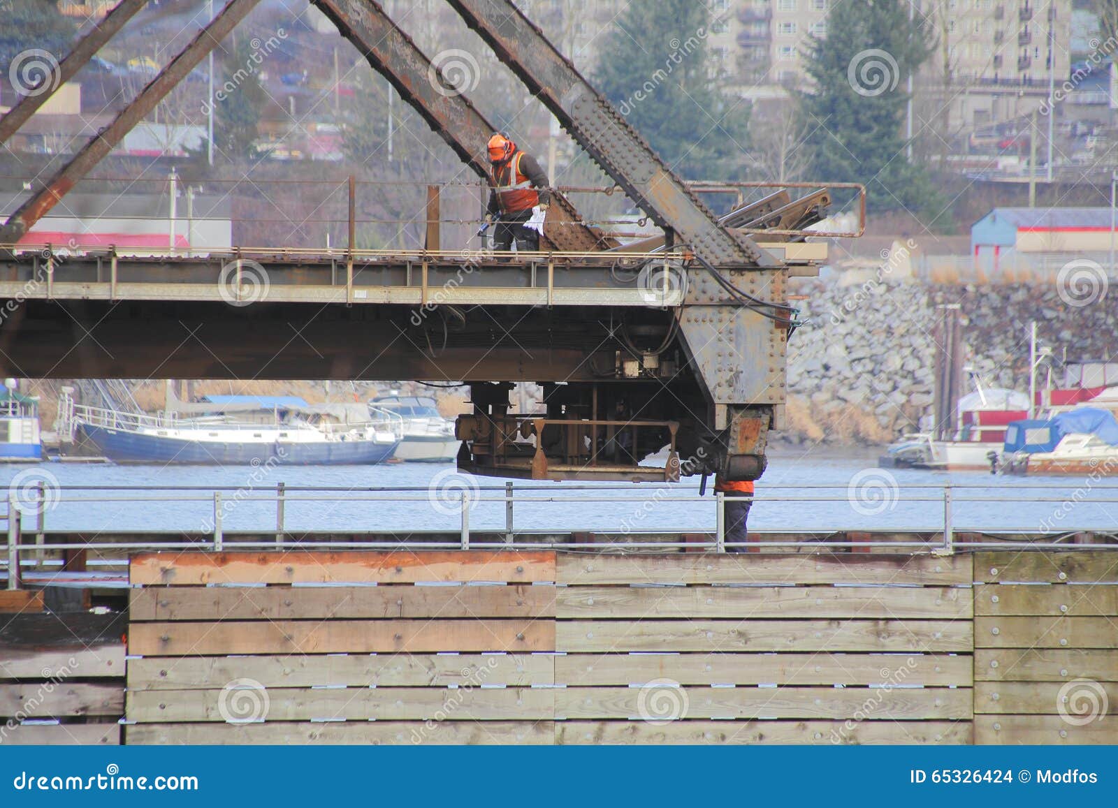 Maintaining an Old Swing Bridge Stock Photo - Image of bridge, crossing ...