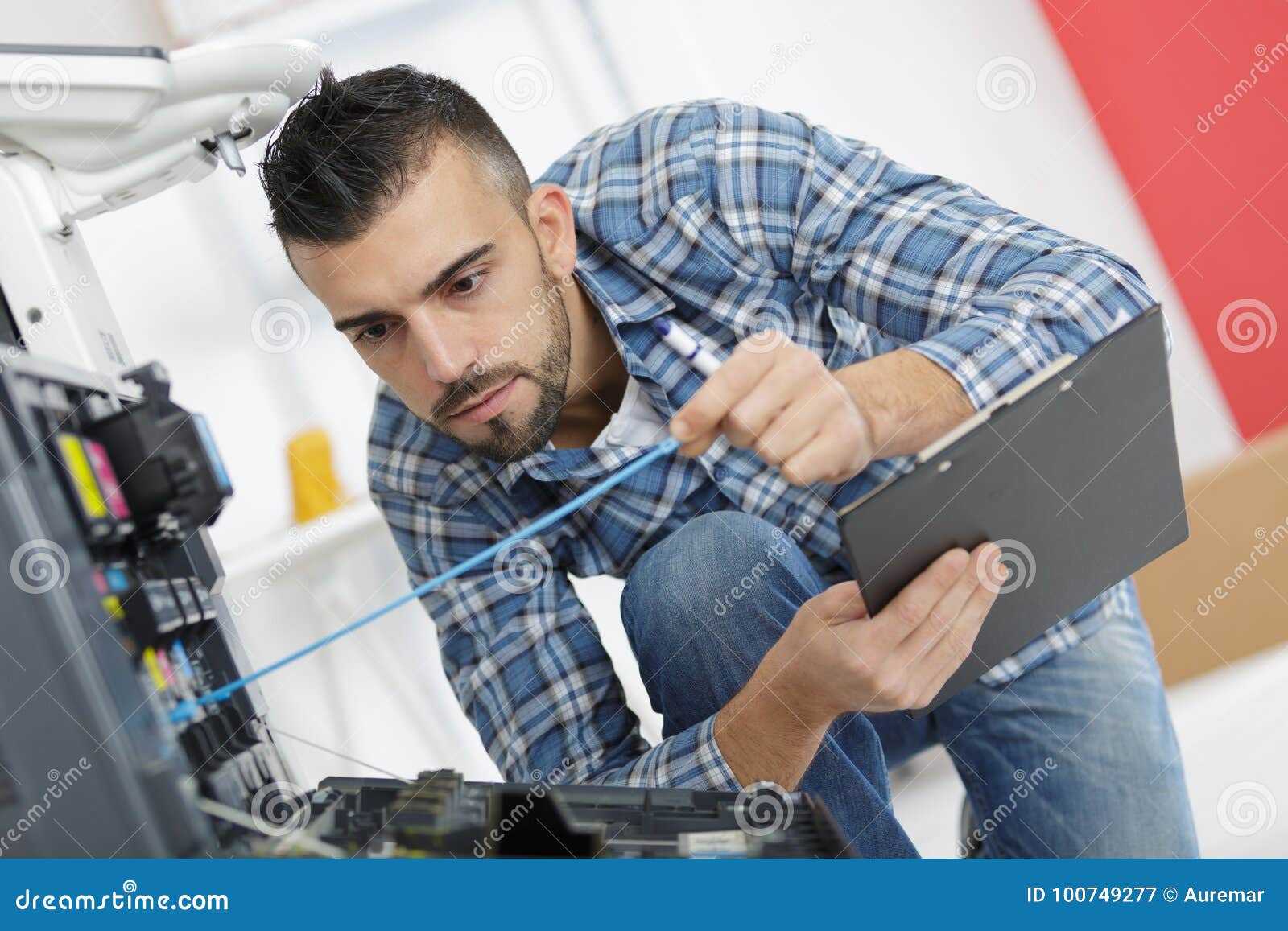 Maintenance Checks Level Ink Printer at Work Stock Image - Image of ...