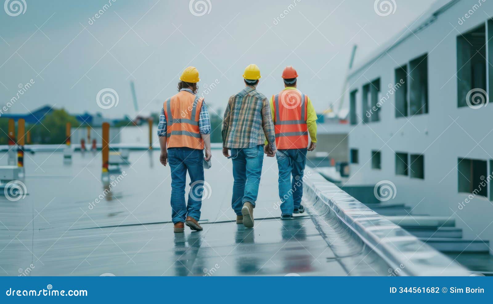 Maintenance Crew Inspecting a Commercial Stock Illustration ...