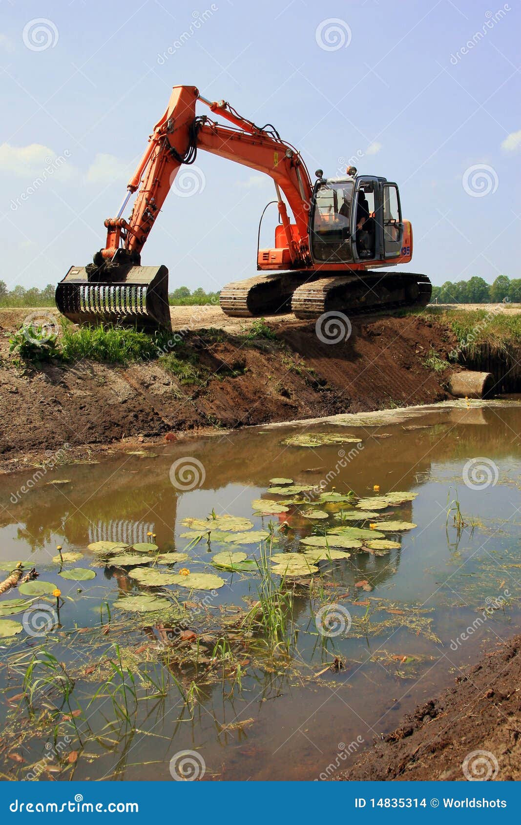 Maintenance Ditches by Dredger Stock Photo - Image of carrying, hole ...