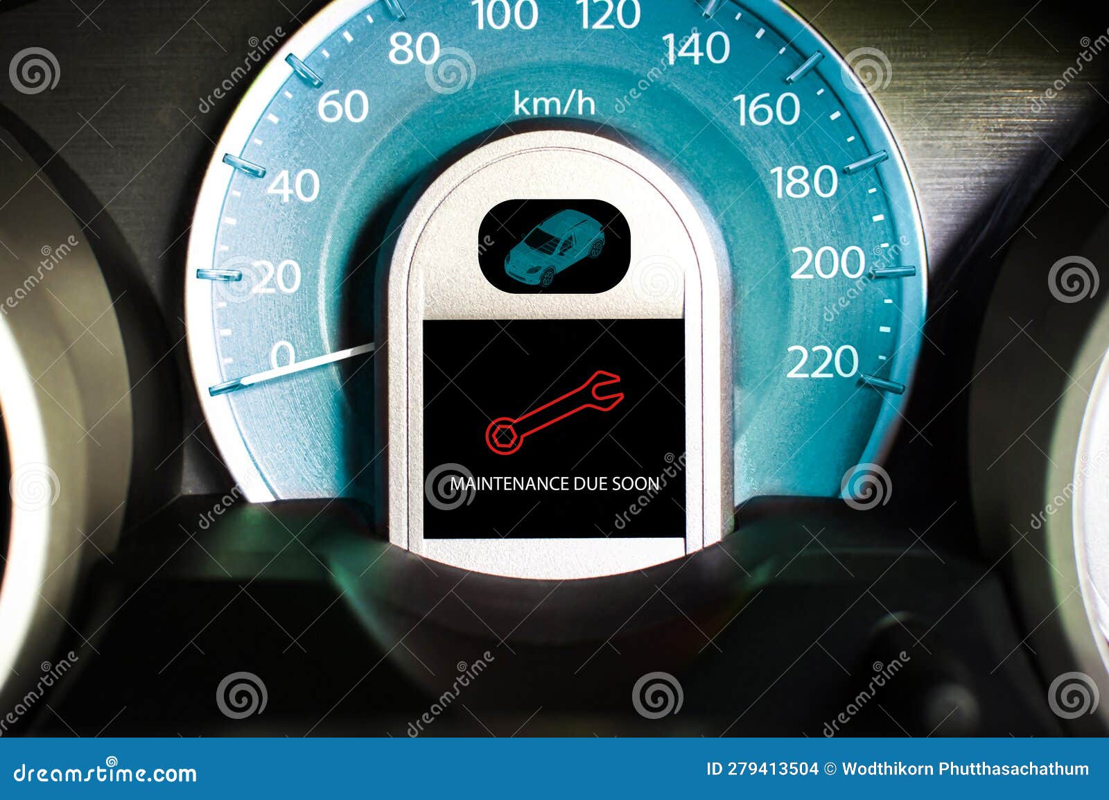 Maintenance Due Warning Light on Black Screen Instrument Panel of ...