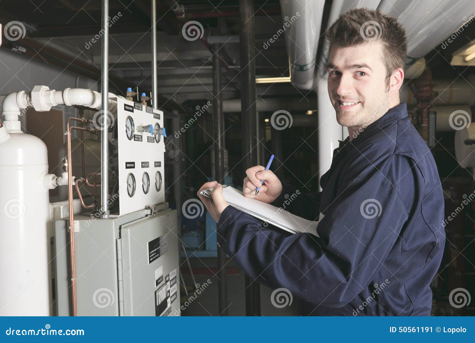 Maintenance Engineer Checking Technical Data of Stock Image - Image of ...
