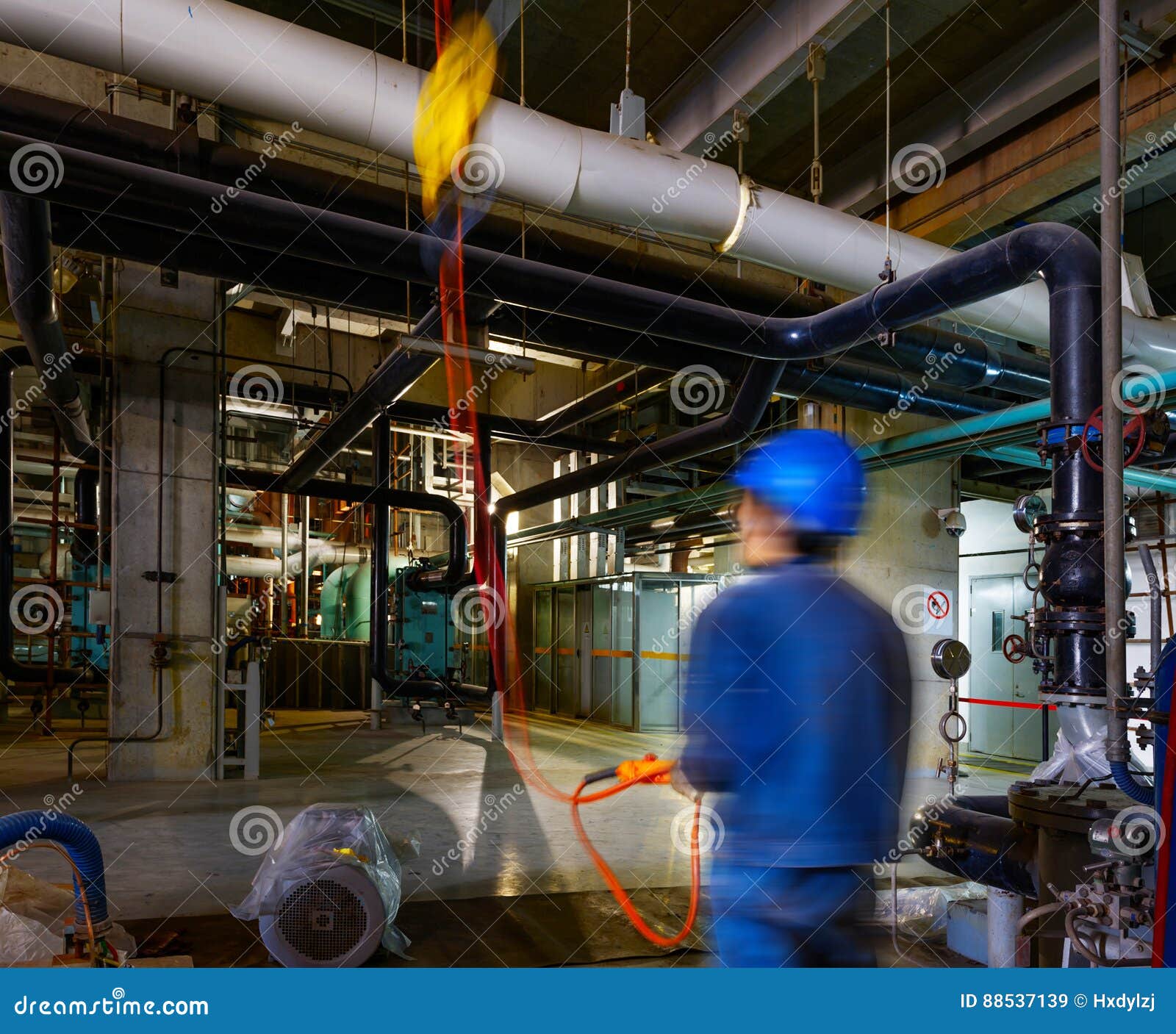 Maintenance Engineer Checking Technical Data of Heating System ...