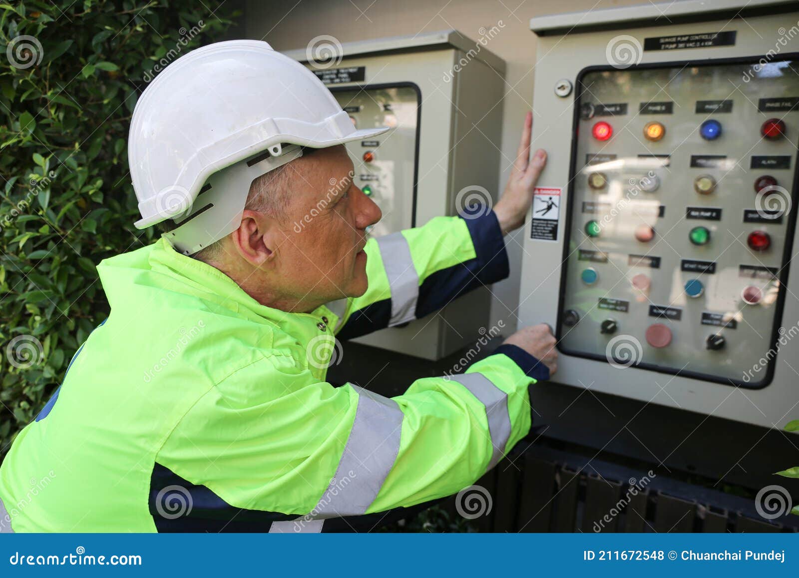 Engineer In Solar Power Plant Working On Installing Solar Panel ; Smart ...