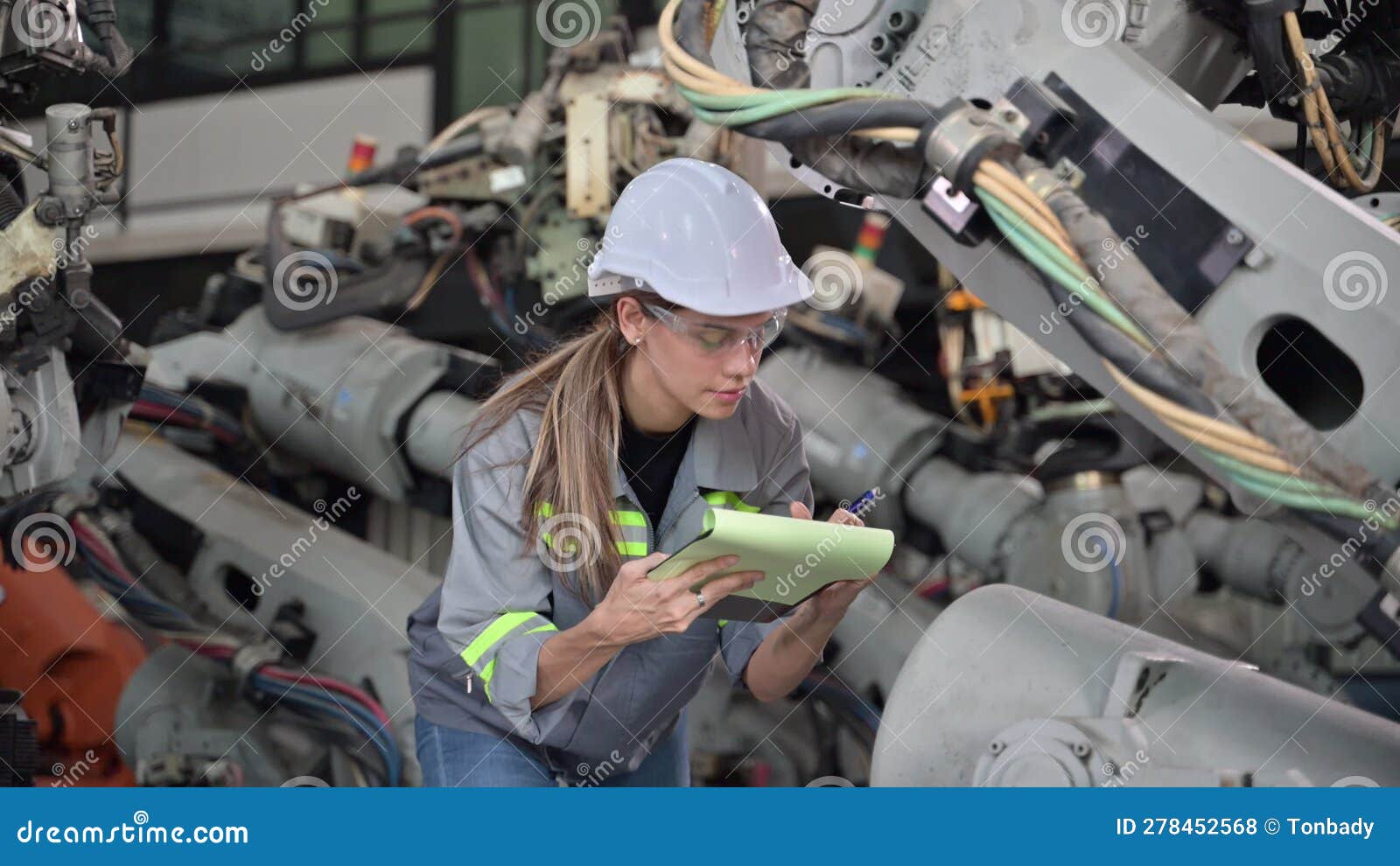Maintenance Engineer Worker Working with Robotic Machine at Factory ...