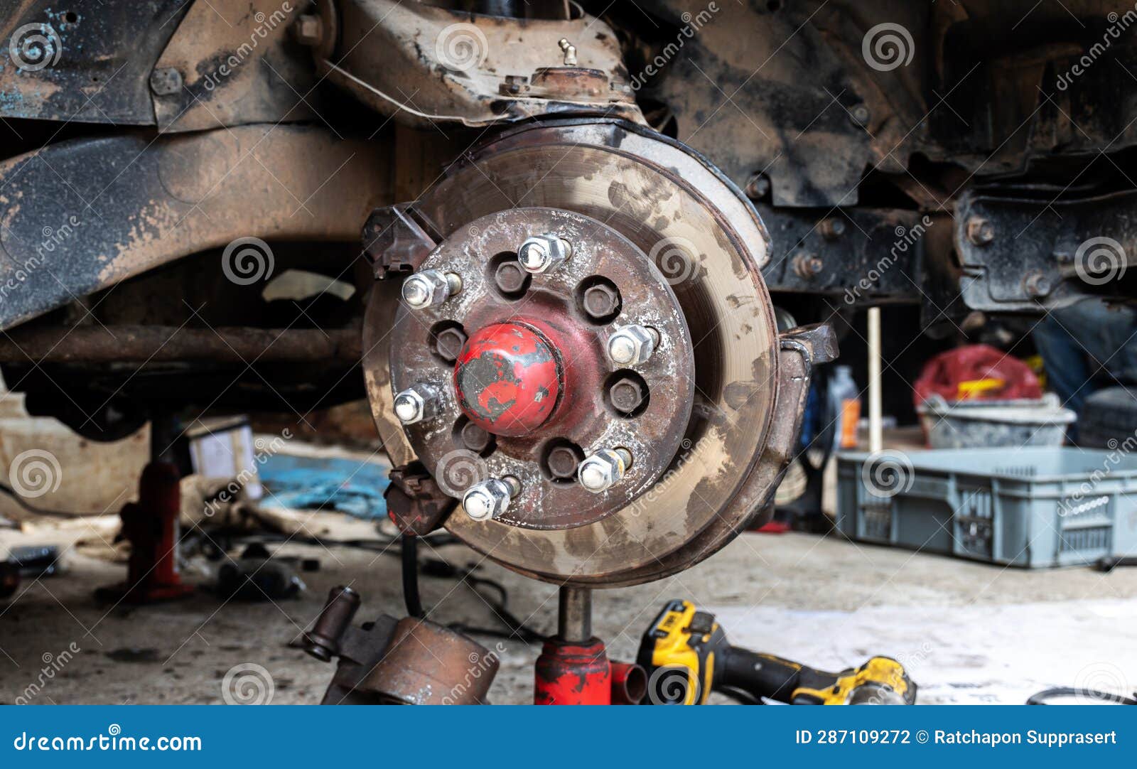 Maintenance of the Front Wheel Brake System Stock Photo - Image of ...