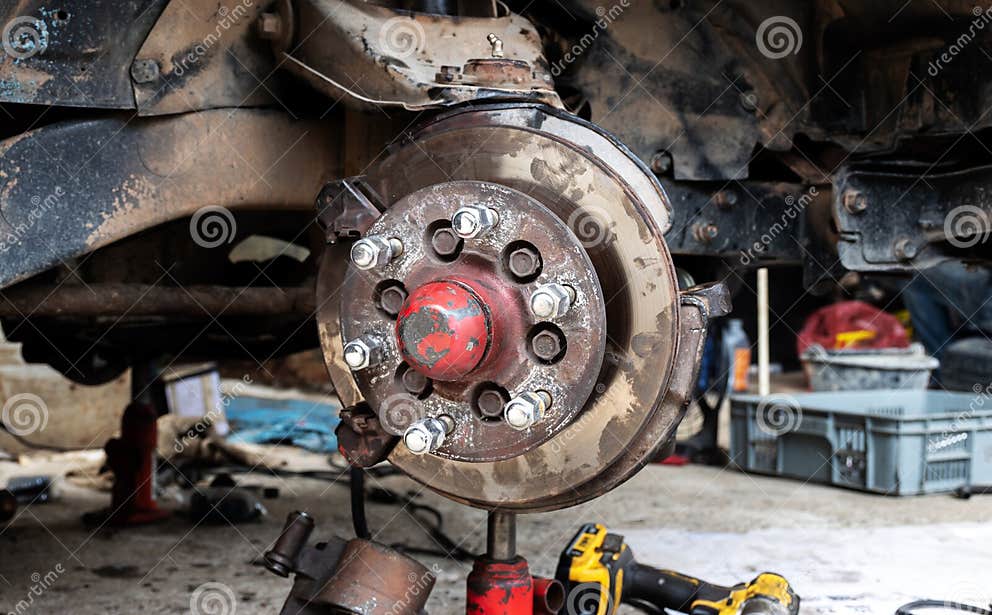 Maintenance of the Front Wheel Brake System Stock Photo - Image of ...