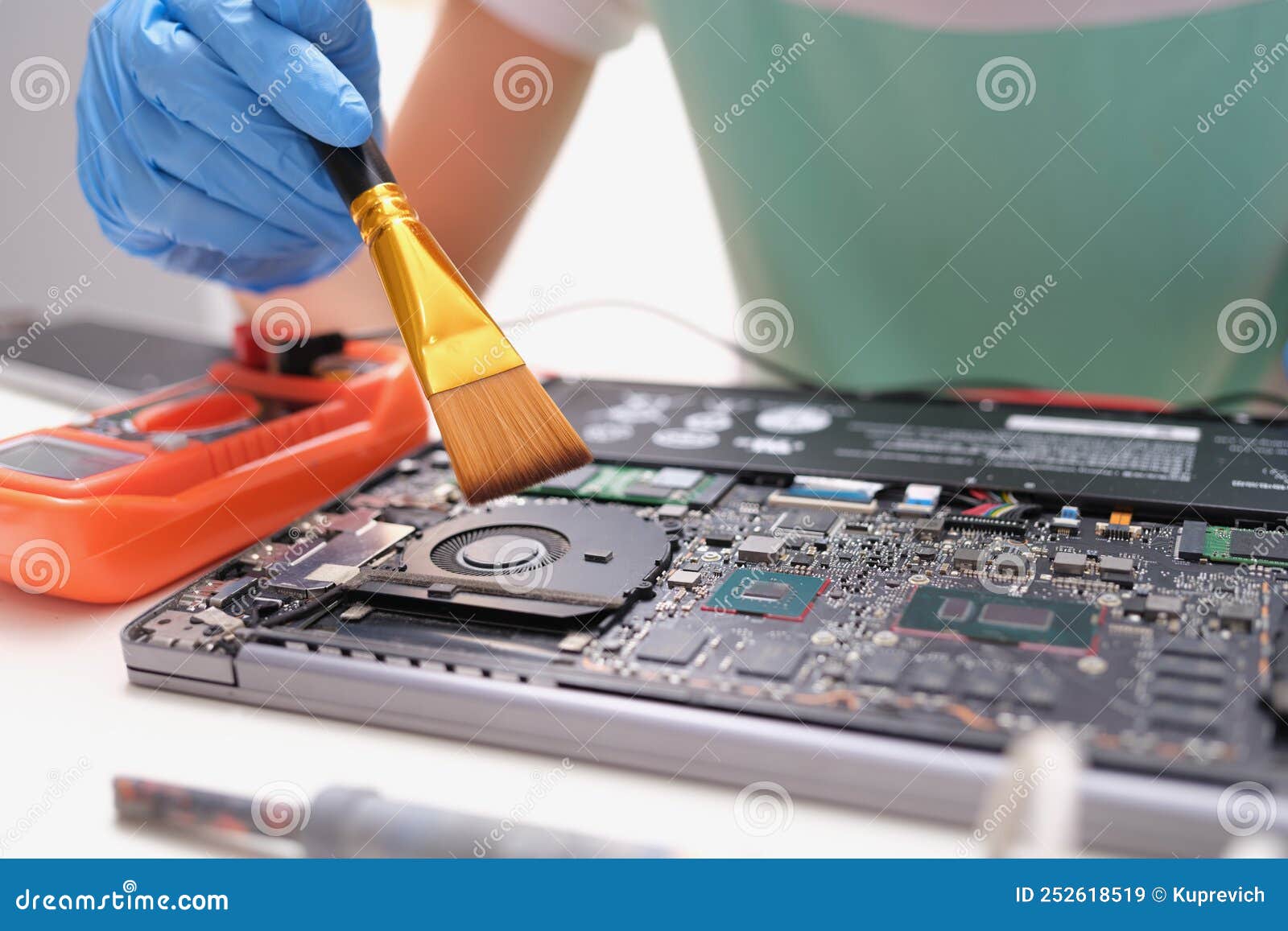 Maintenance Laptop Engineer Holding Dust Brush Closeup Stock Image ...