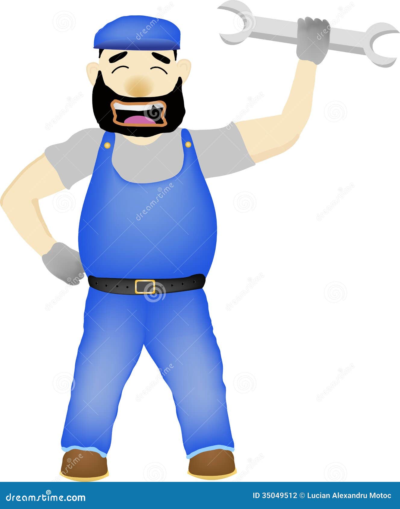 Maintenance Man With Wrench Vector Cartoon | CartoonDealer.com #35049512