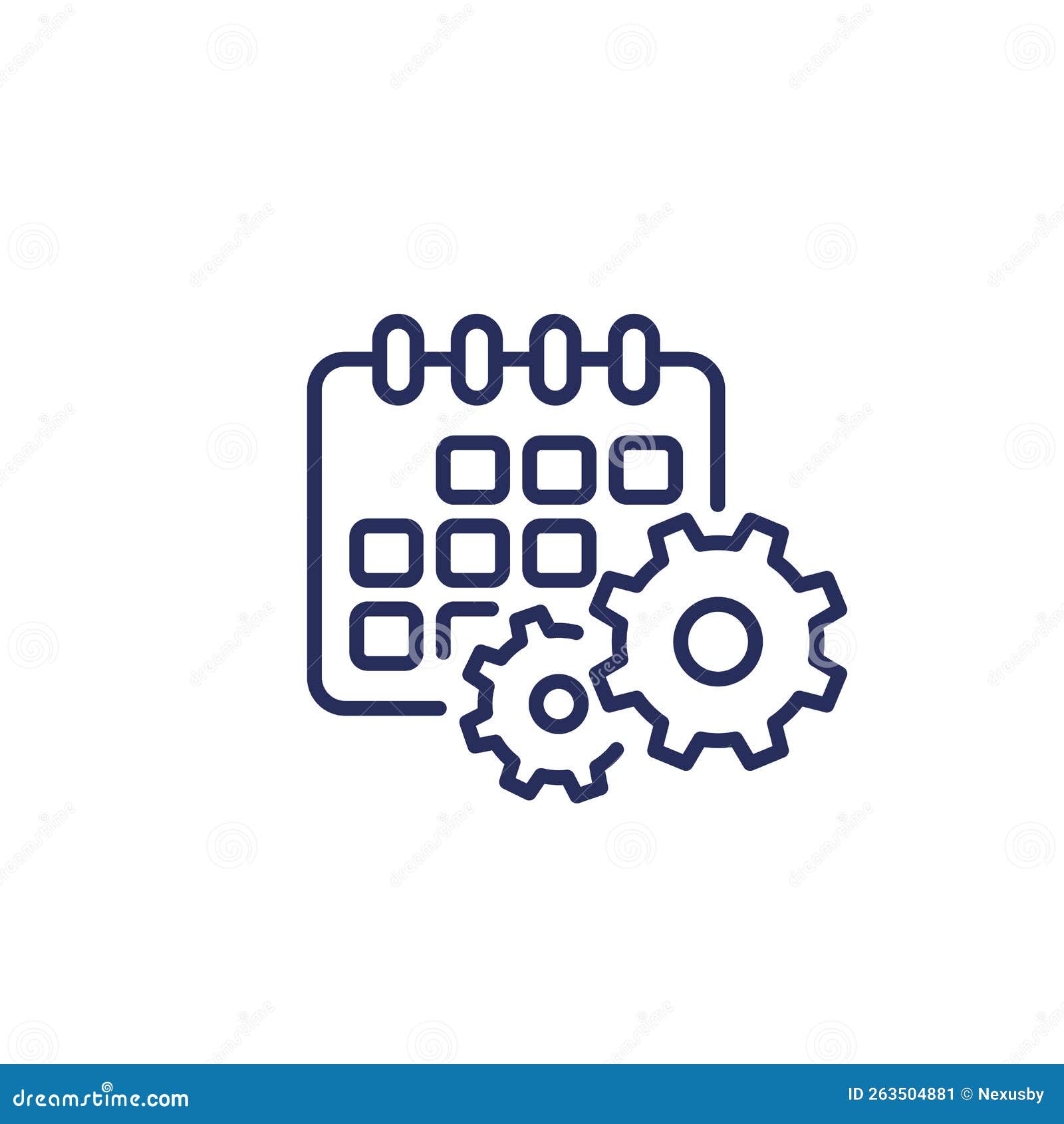 Maintenance Schedule Line Icon with a Calendar Stock Vector ...
