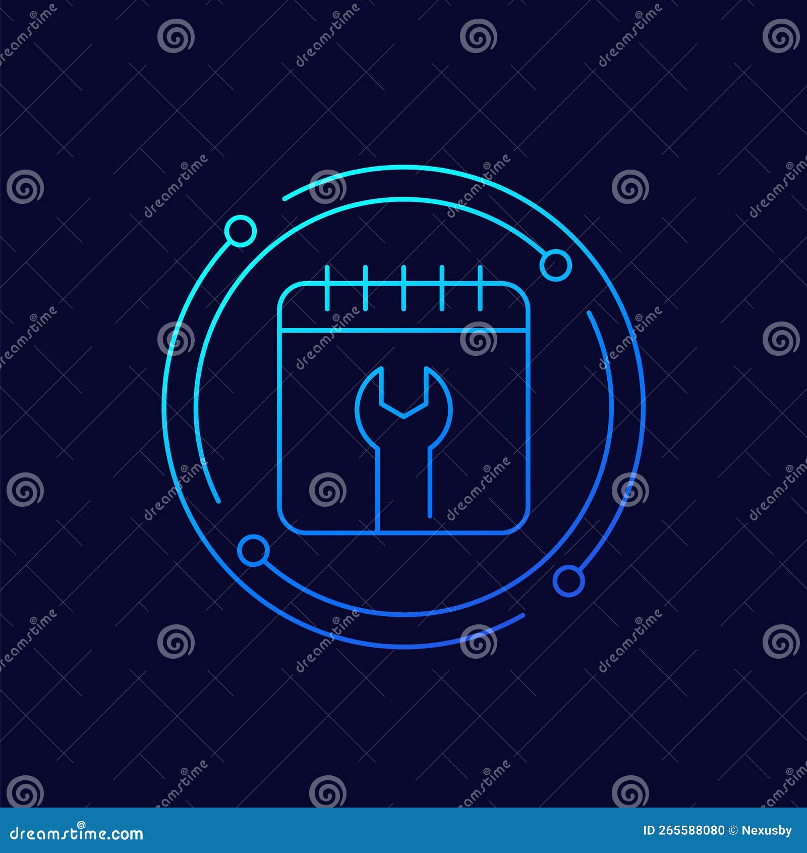 Maintenance Schedule Line Icon with a Calendar Stock Vector ...