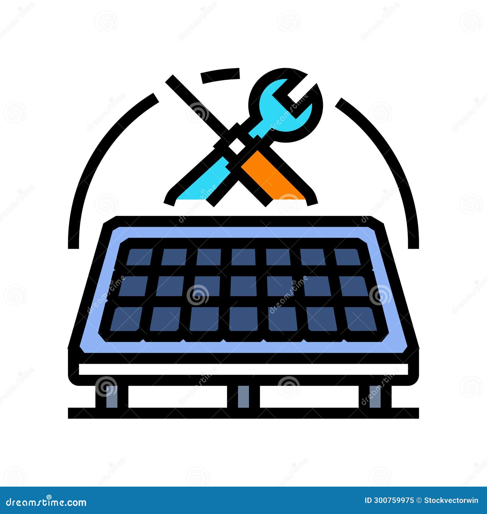 Maintenance Solar Panel Color Icon Vector Illustration Stock Vector ...