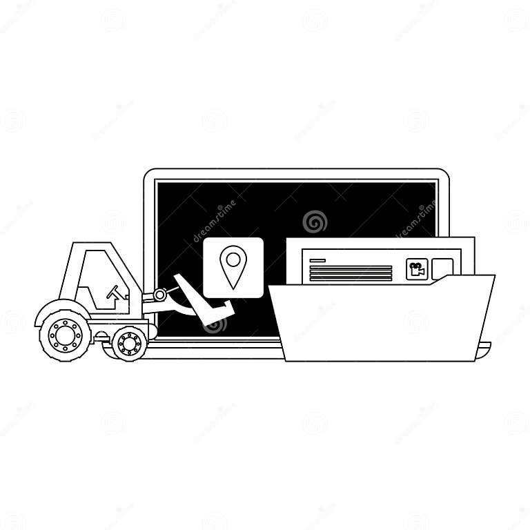 Maintenance Support Technology Web Cartoon in Black and White Stock ...