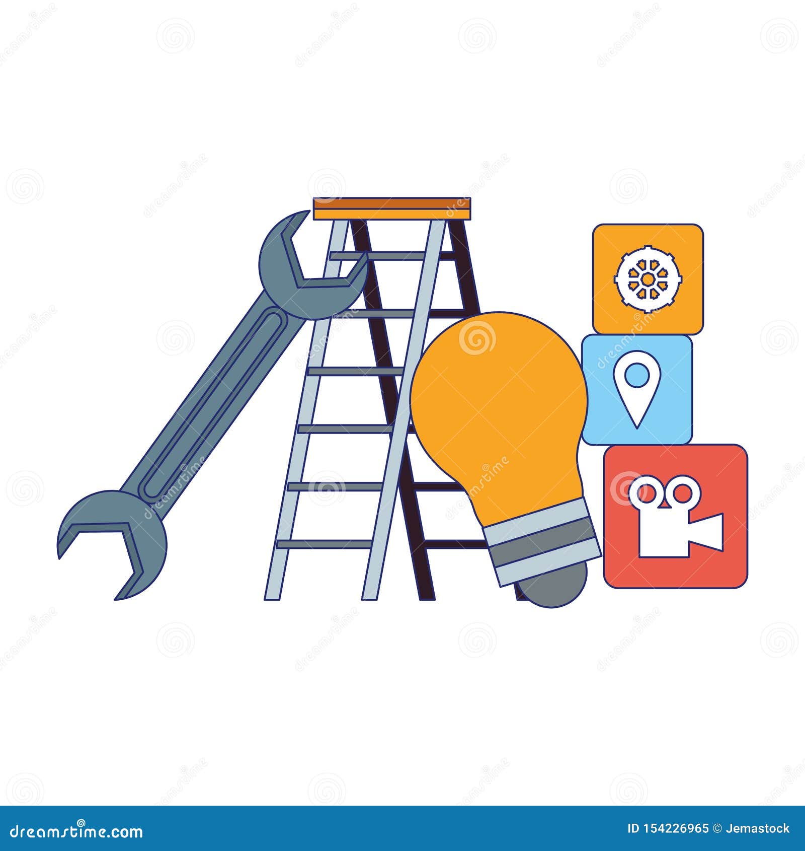 Maintenance Support Technology Web Cartoon Stock Vector - Illustration ...