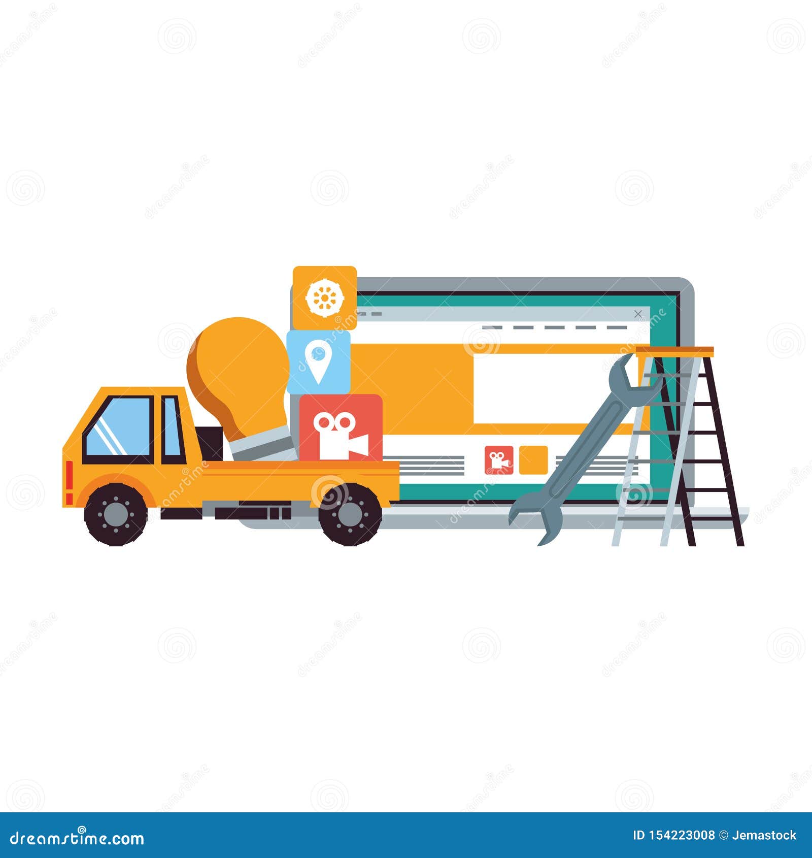 Maintenance Support Technology Web Cartoon Stock Vector - Illustration ...