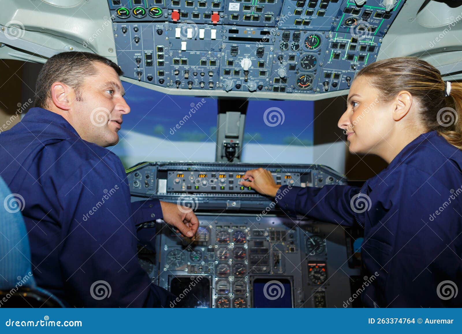 Maintenance Team Inside Cockpit Stock Photo - Image of avionics ...