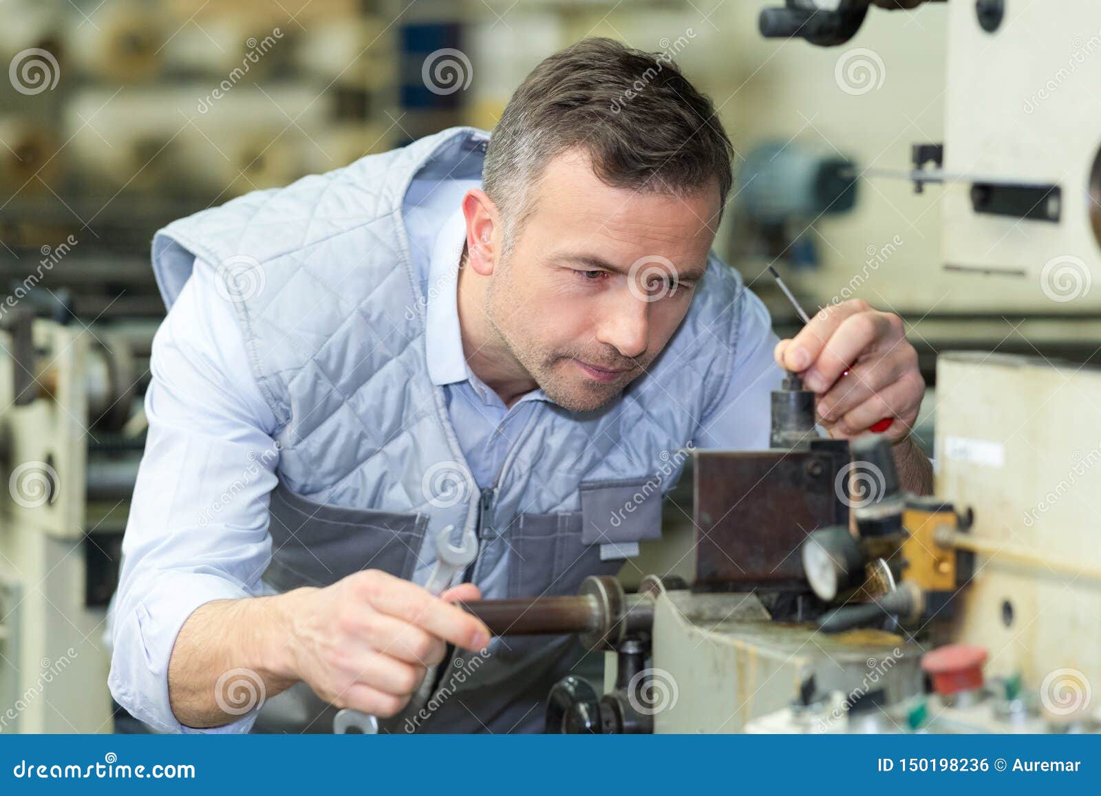 Maintenance Technician Fix and Cleaning Machine Stock Photo - Image of ...
