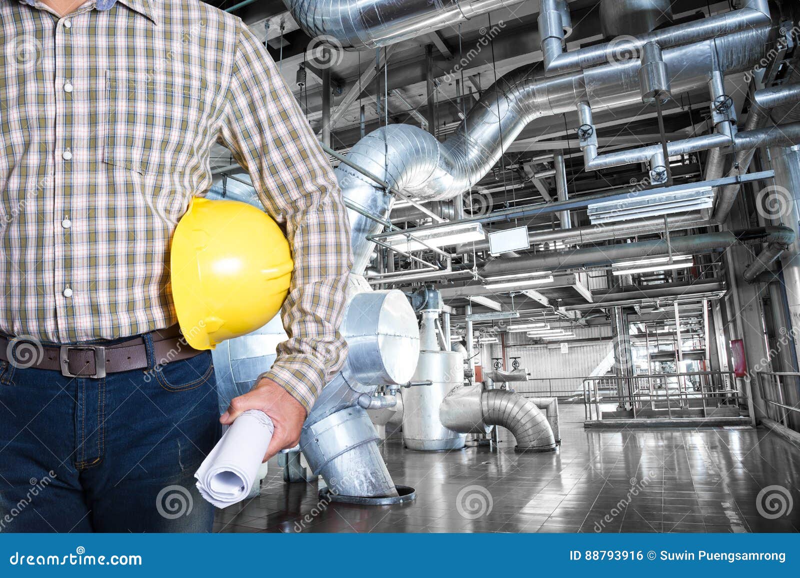 Maintenance Technician Inside Thermal Power Plant Factory Stock Photo ...