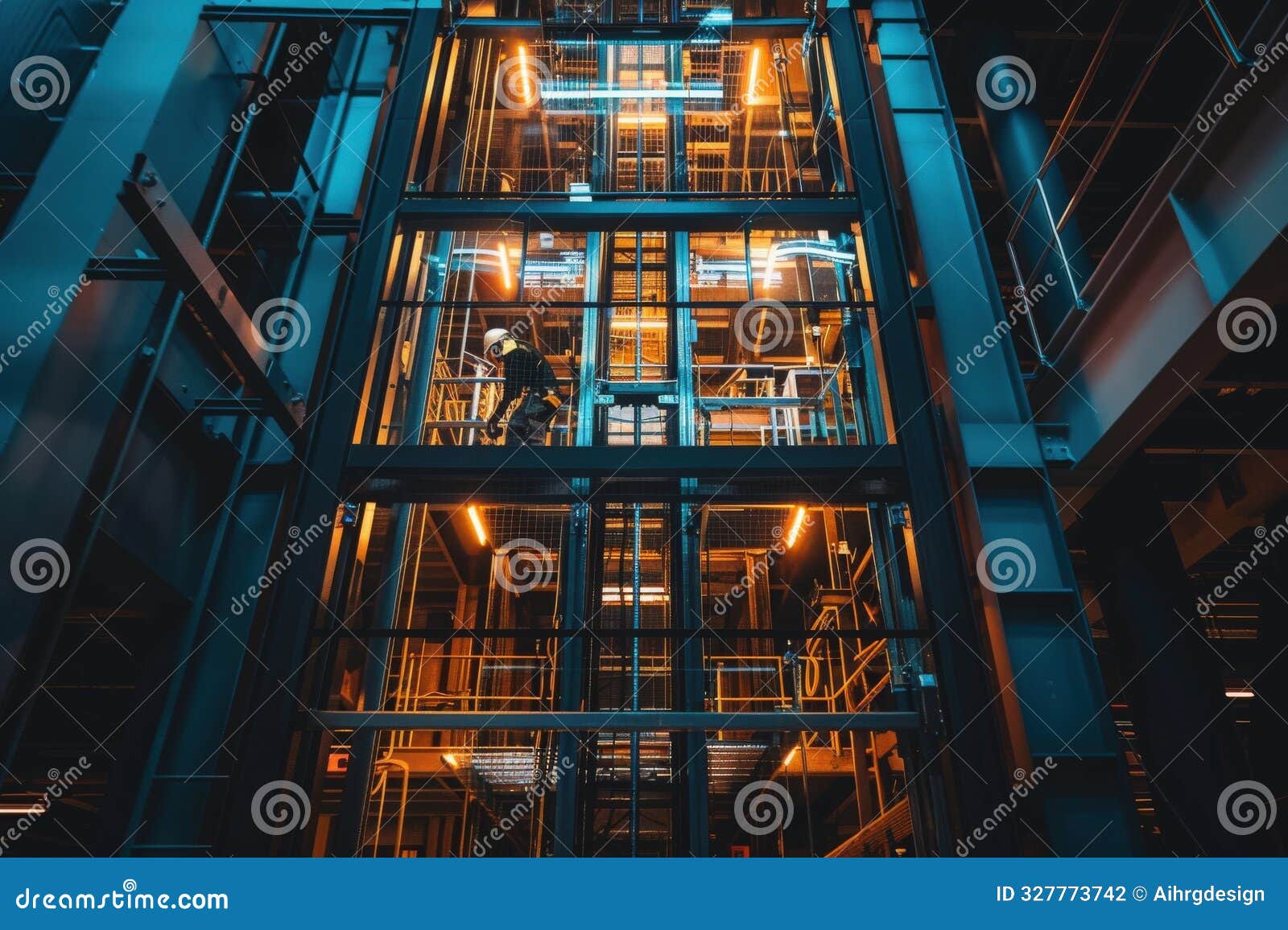 A Technician S View Inside the Elevator Shaft Stock Illustration ...