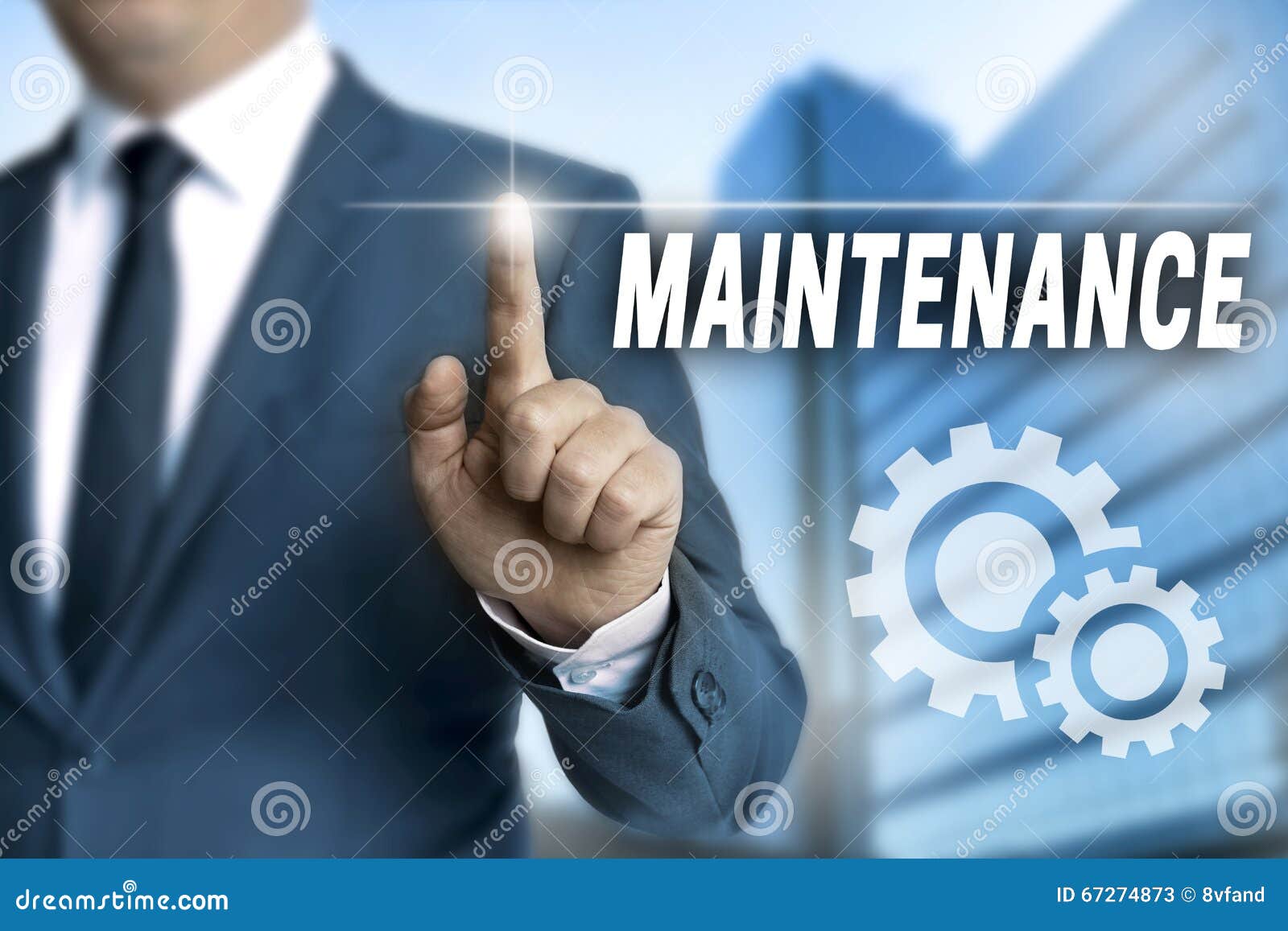 Maintenance Touchscreen is Operated by Businessman Stock Image - Image ...