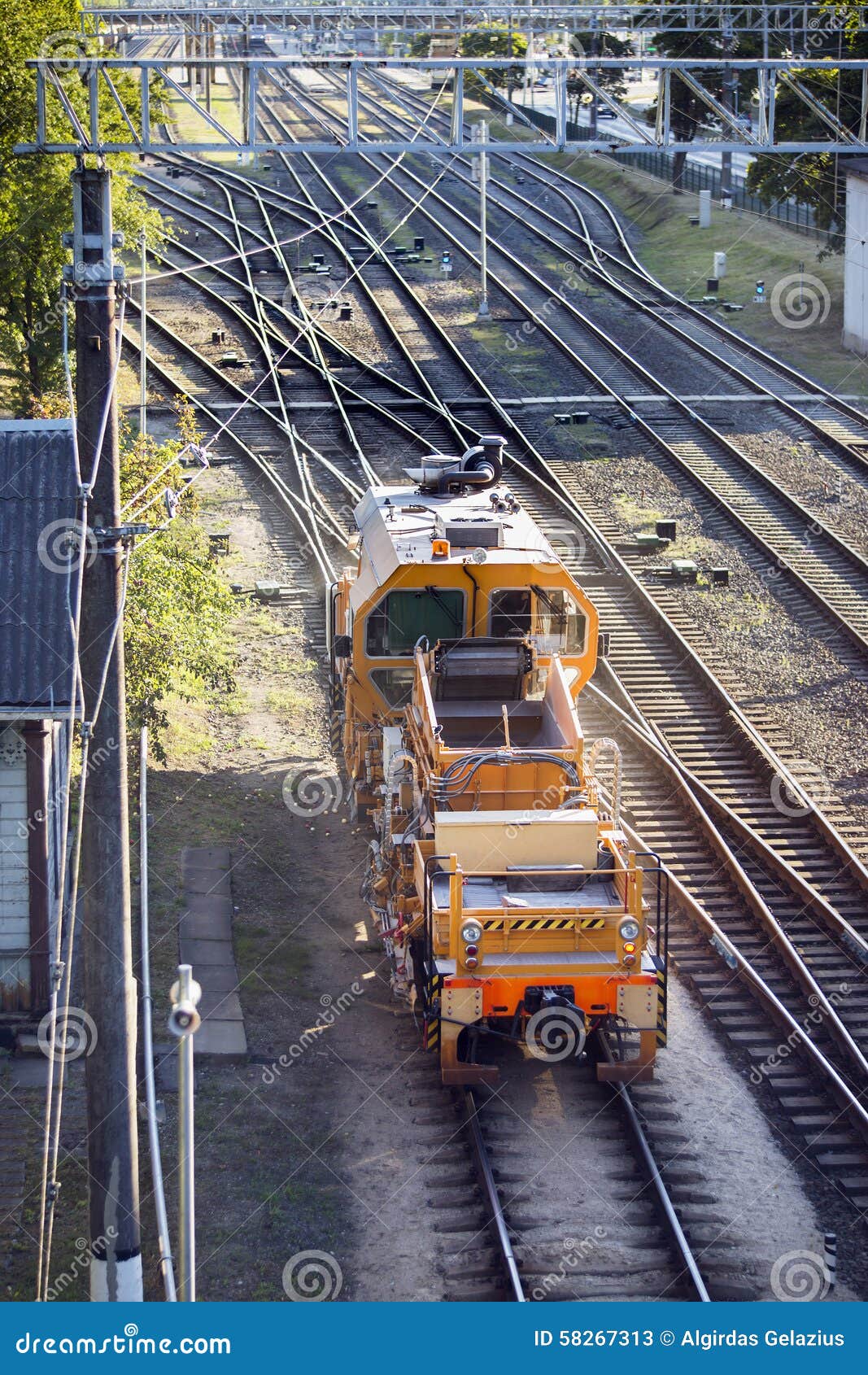 Maintenance train on rails stock image. Image of fast - 58267313