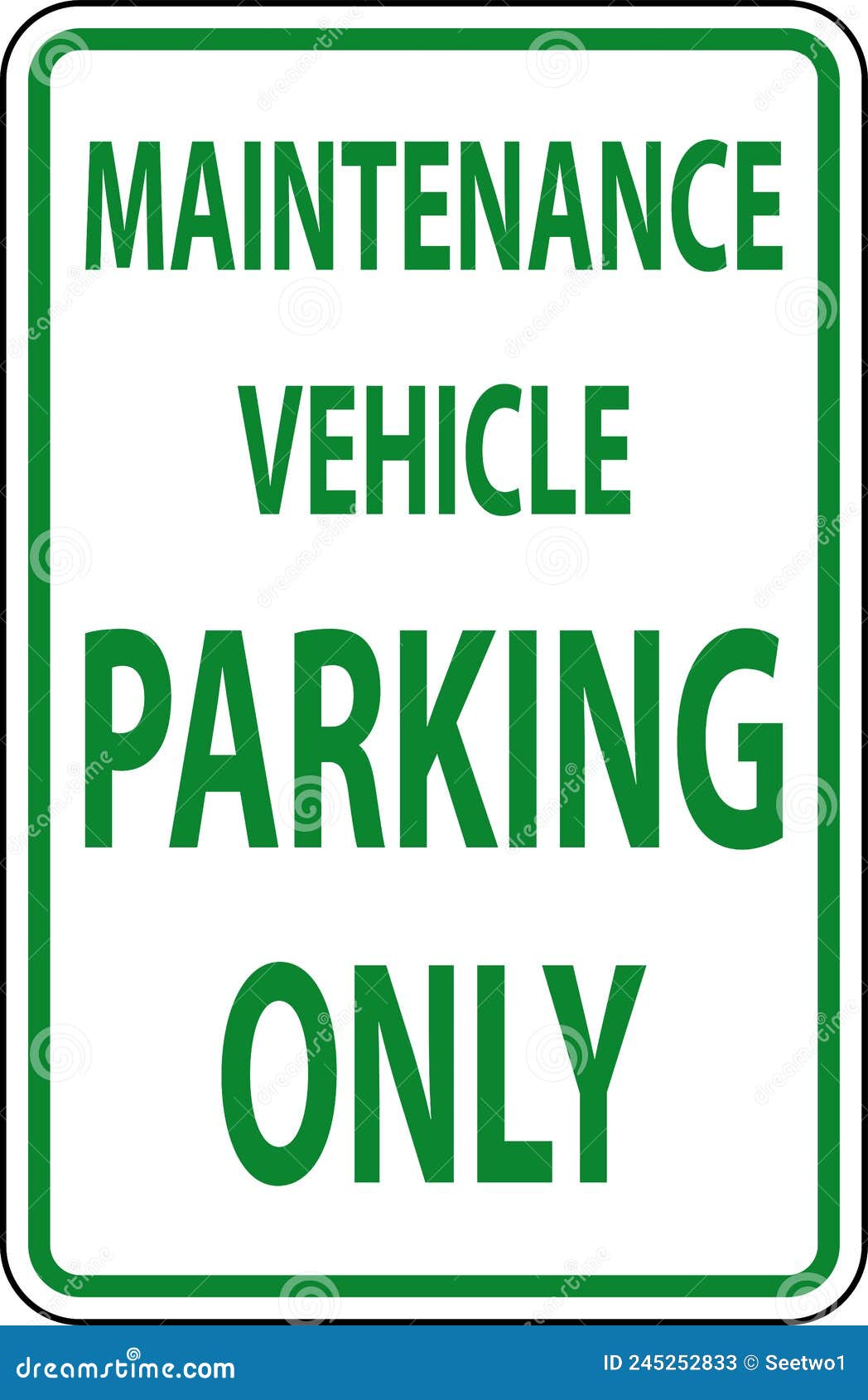 Maintenance Vehicle Parking only Sign on White Background Stock Vector ...