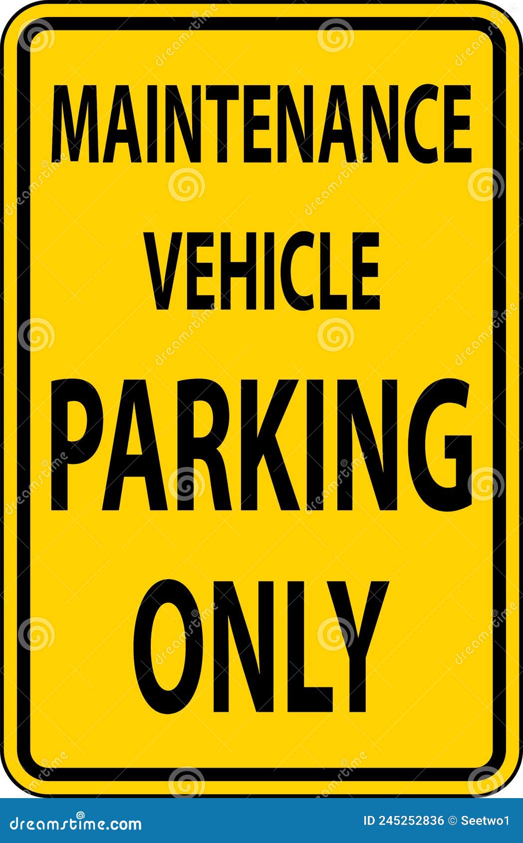 Maintenance Vehicle Parking only Sign on White Background Stock Vector ...