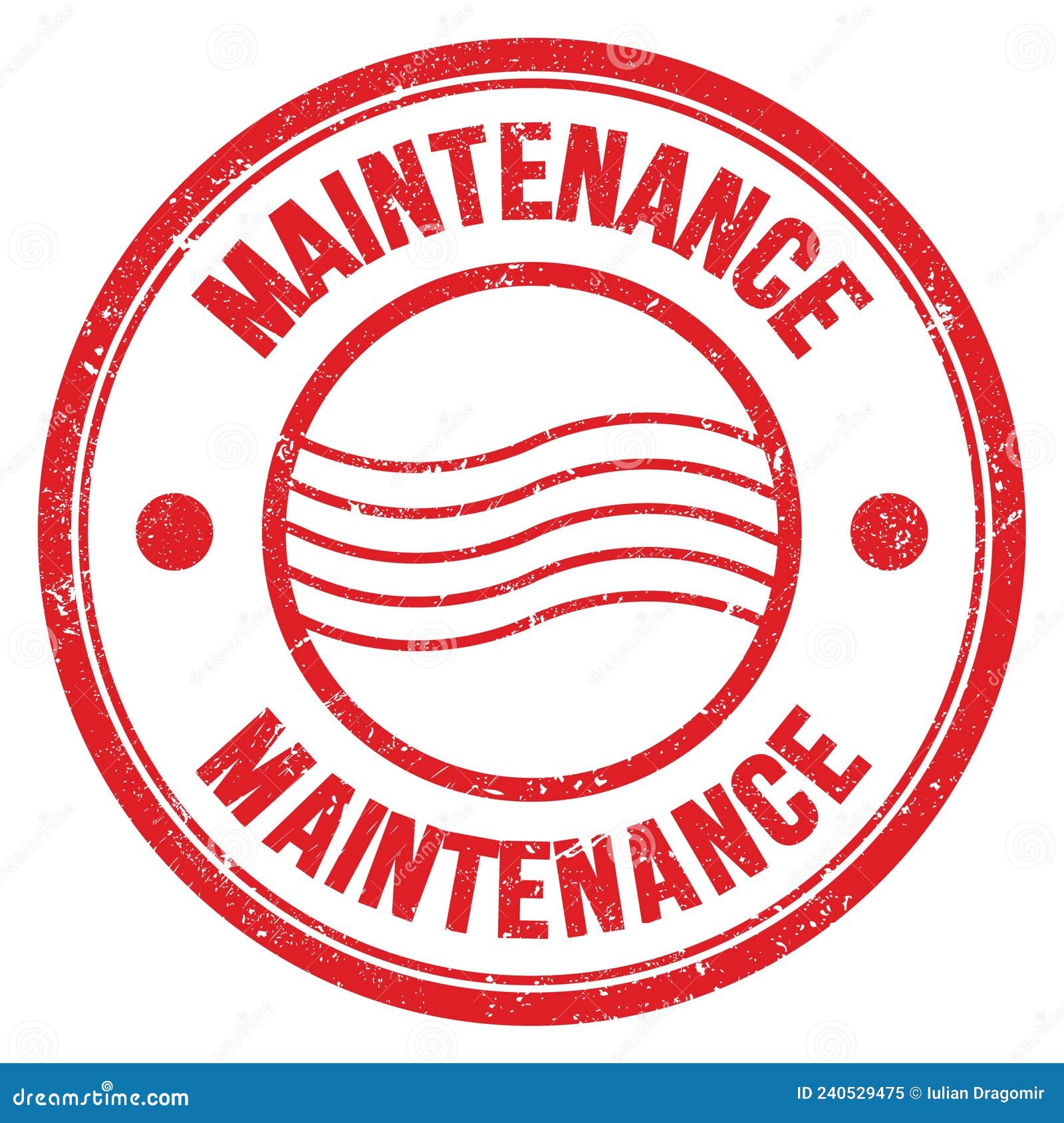 MAINTENANCE Text Written on Red Round Postal Stamp Sign Stock ...