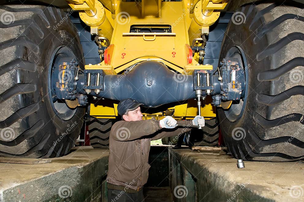 Maintenance Work of Heavy Loader Stock Photo - Image of activity ...