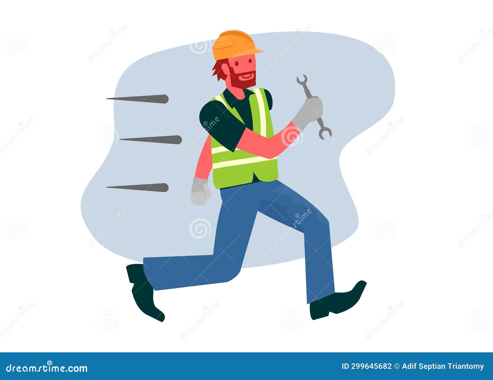 Maintenance Worker Running Fast. Fast Service. Simple Flat Illustration ...